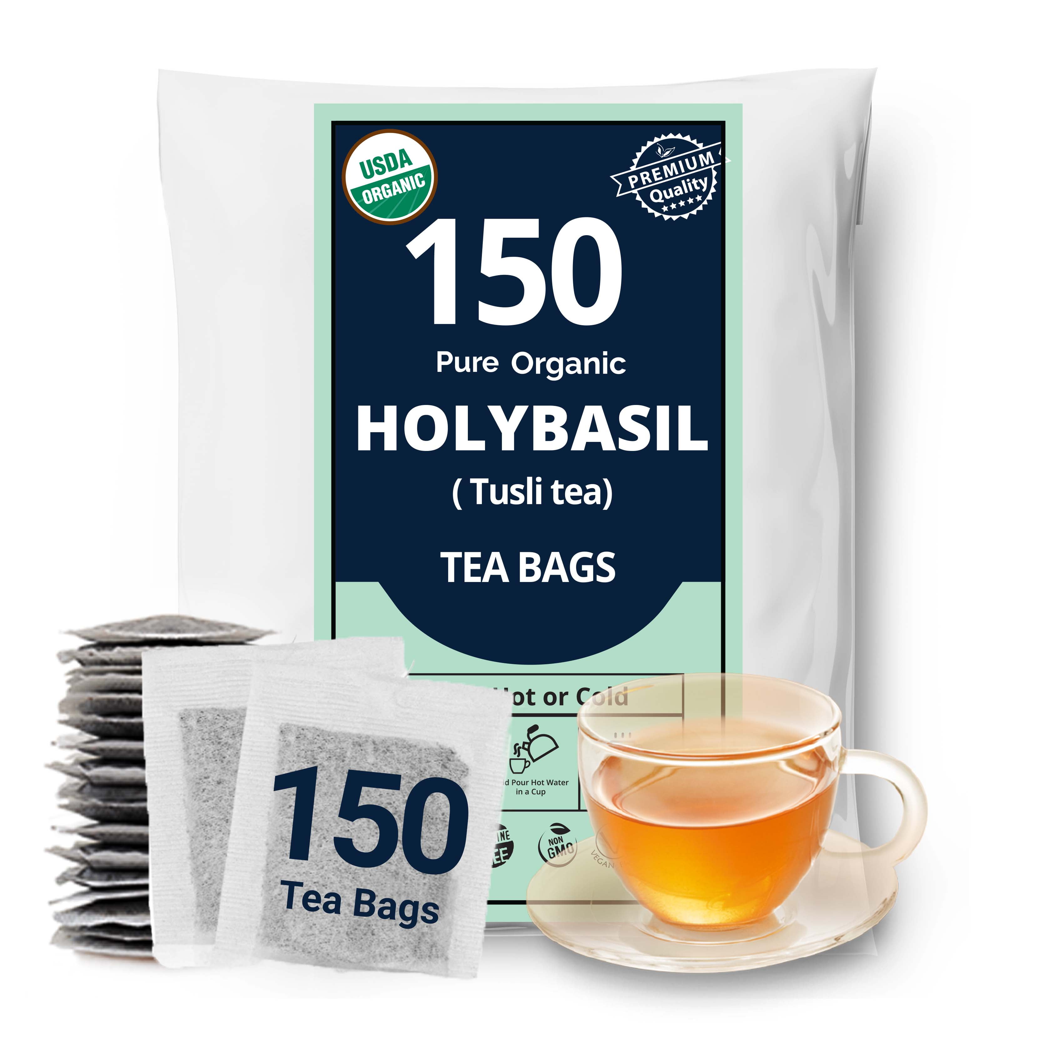 Akshit 150 Organic Holy Basil Tea Bags, Pure Holy Basil Tea, Herbal Tea ...