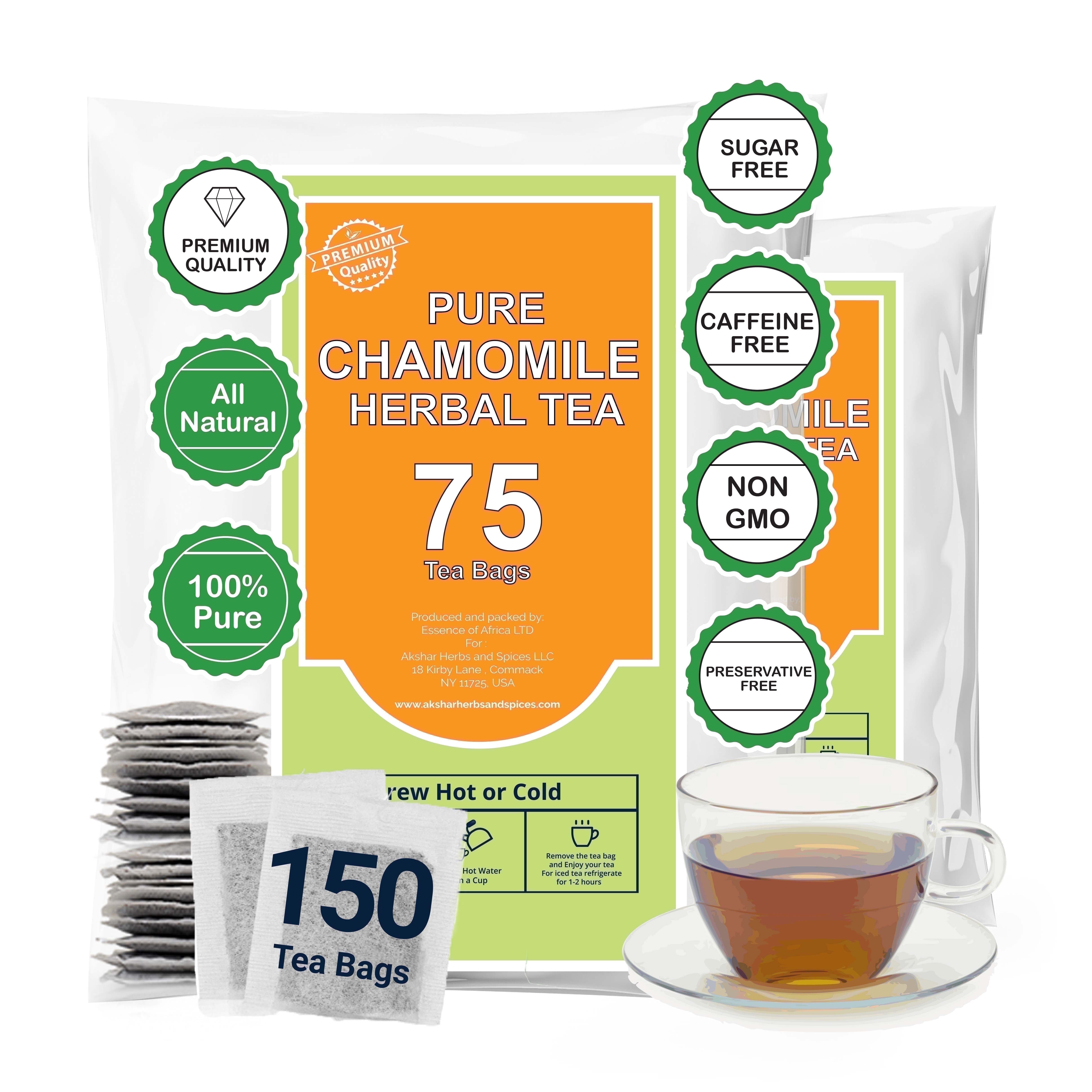 Akshit 150 Chamomile Tea, Natural Caffeine-Free Herbal Manzanilla Tea for Relaxation, Enjoy Hot ...