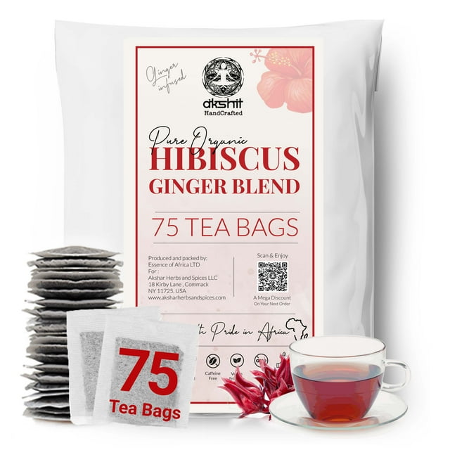 Akshit 75 Organic Hibiscus Tea Bags, Hibiscus With Ginger Tea Blend ...