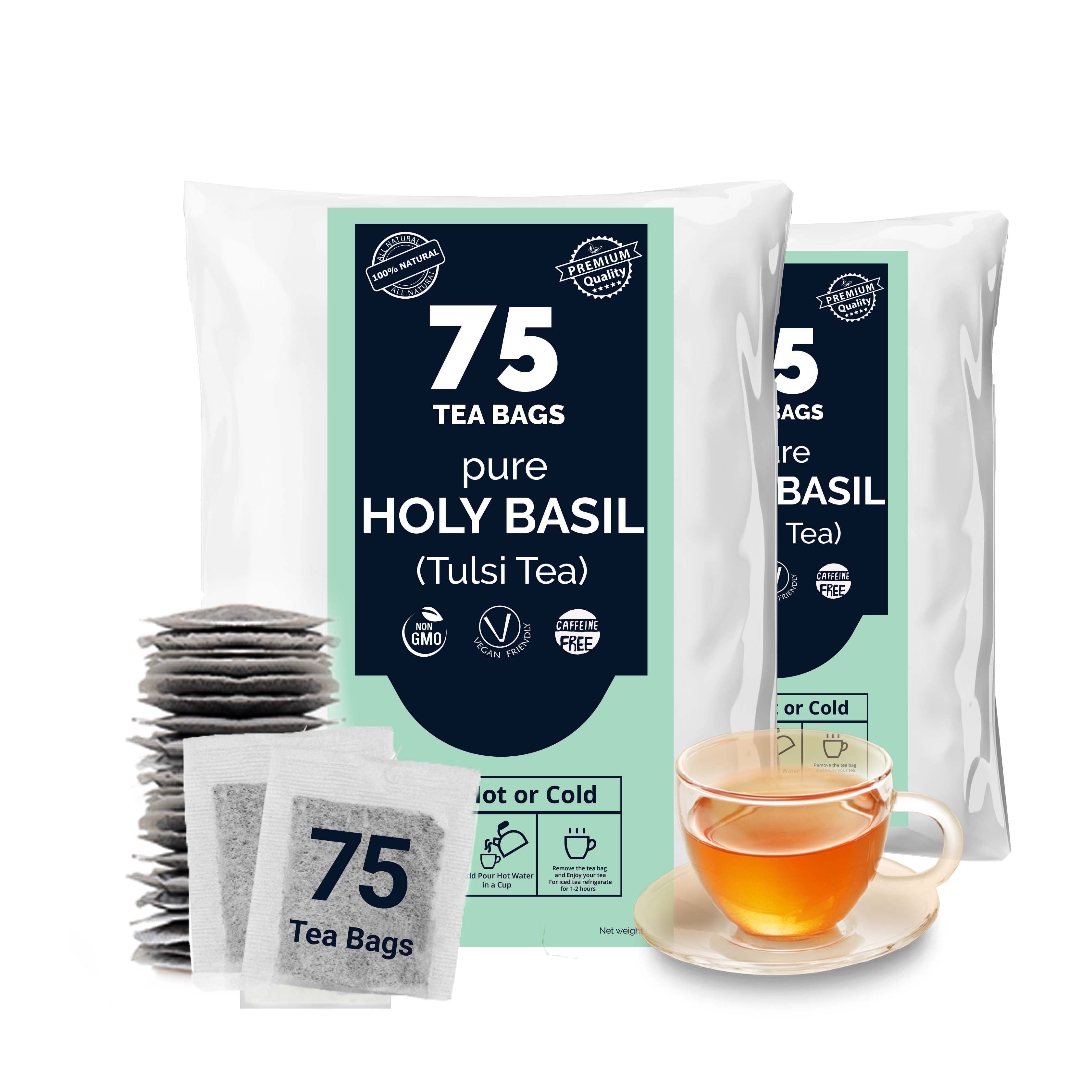 Akshit 150 Holy Basil Tulsi Tea Bags, All Natural Holy Basil Tea ...