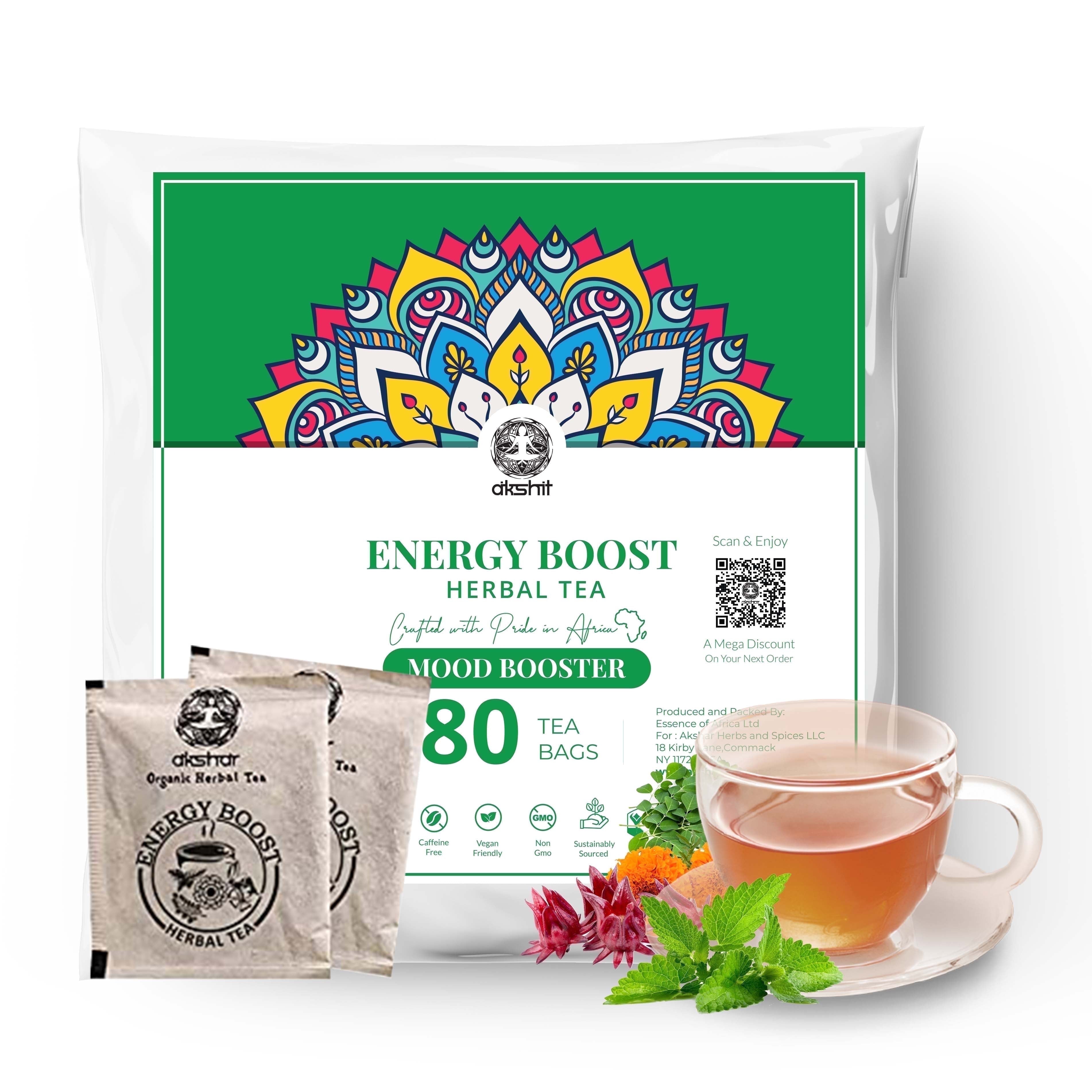 Akshit 80 Energy Boost Tea Bags – Hibiscus Moringa Herbal Tea Blend ...