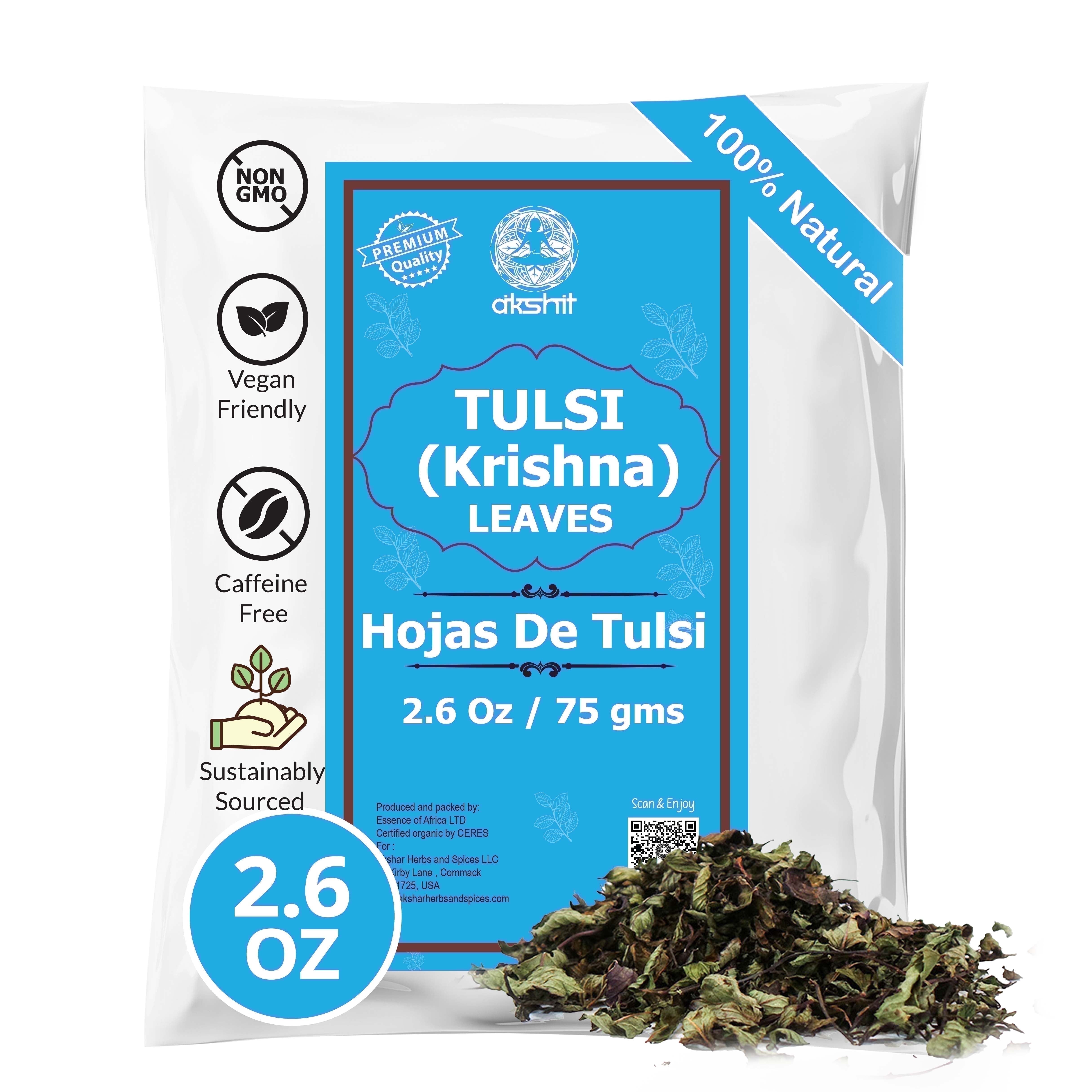 Akshit Dried Holy Basil Leaves, Krishna Tulsi , Loose Leaf Tea, Detox ...