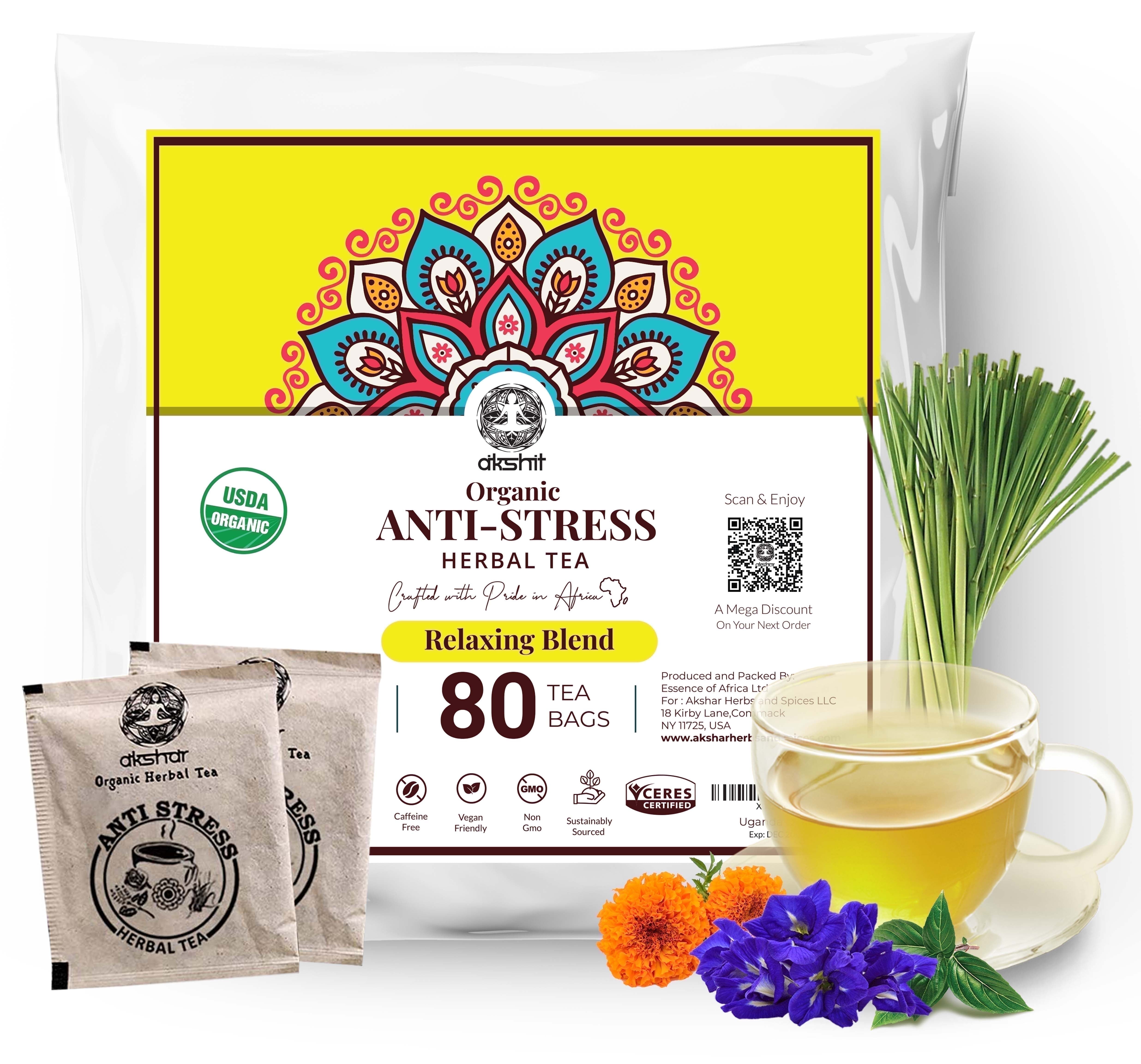 Akshit 80 Anti Stress Tea Bags, Stress Relief Tea Blend of Holy Basil ...