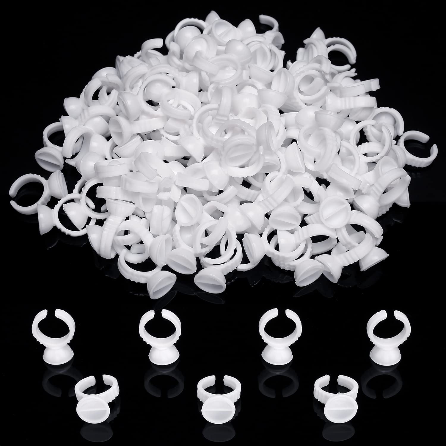 Akstore 200PCS Disposable Makeup AIF9 Glue Rings Plastic Nail Art ...