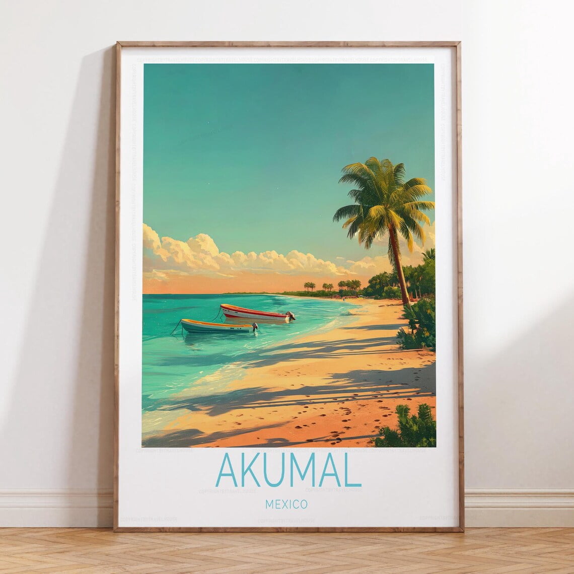 Akumal Mexico Birthday Housewarming Travel Wall Art V3, Stretched ...