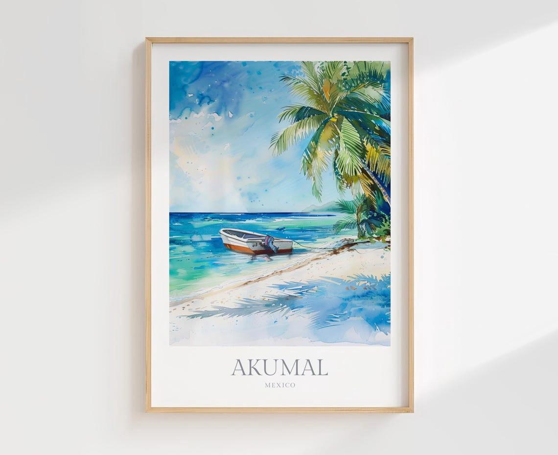 Akumal Mexico Wall Art Beach Home Decor Poster Poster, Stretched Size ...