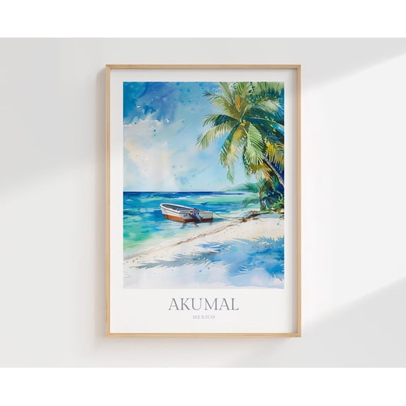 Akumal Mexico Wall Art Beach Home Decor Poster Poster, Stretched Size ...