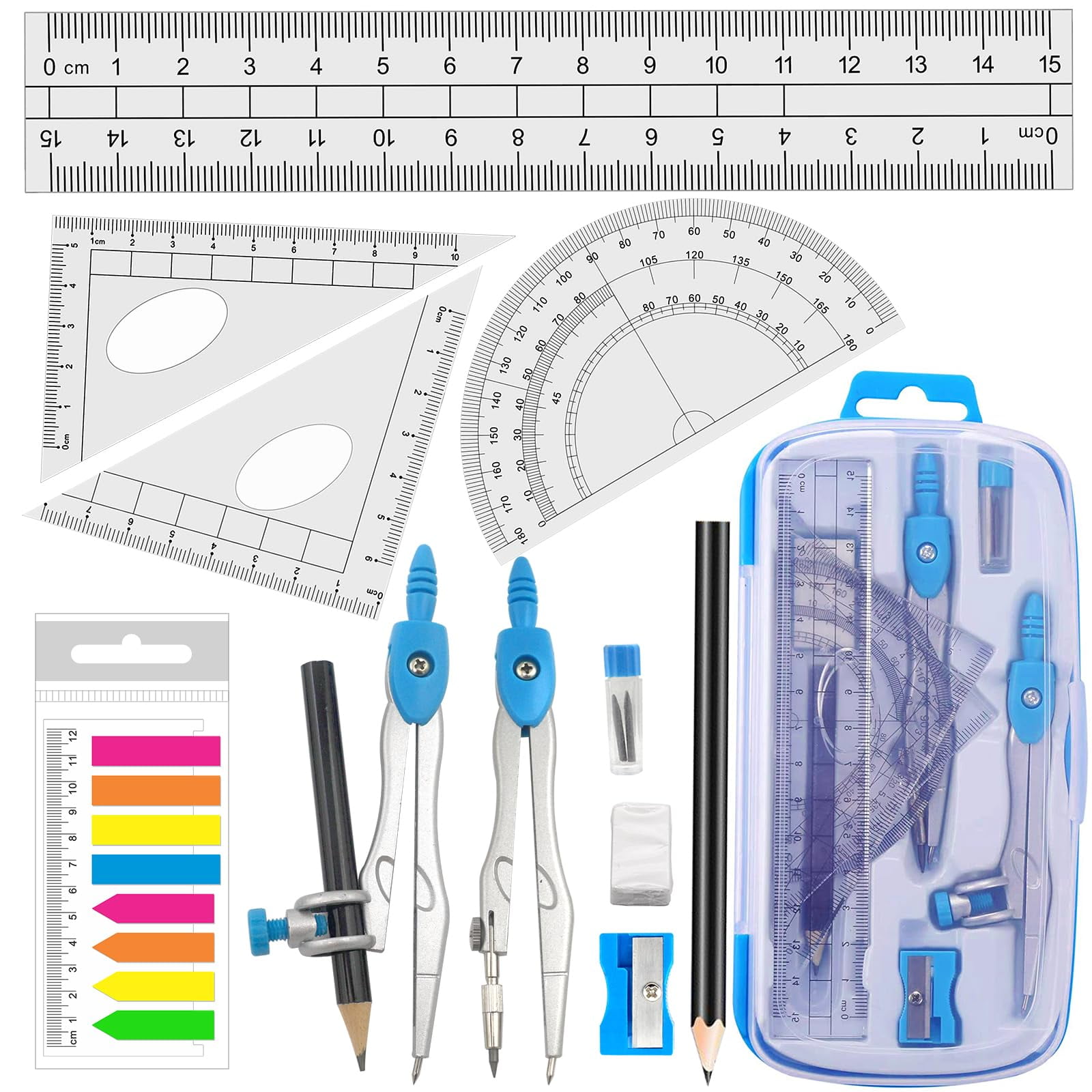 Akuoly Maths Compasses Starter Geometry Kit with 2 Drafting Compasses ...