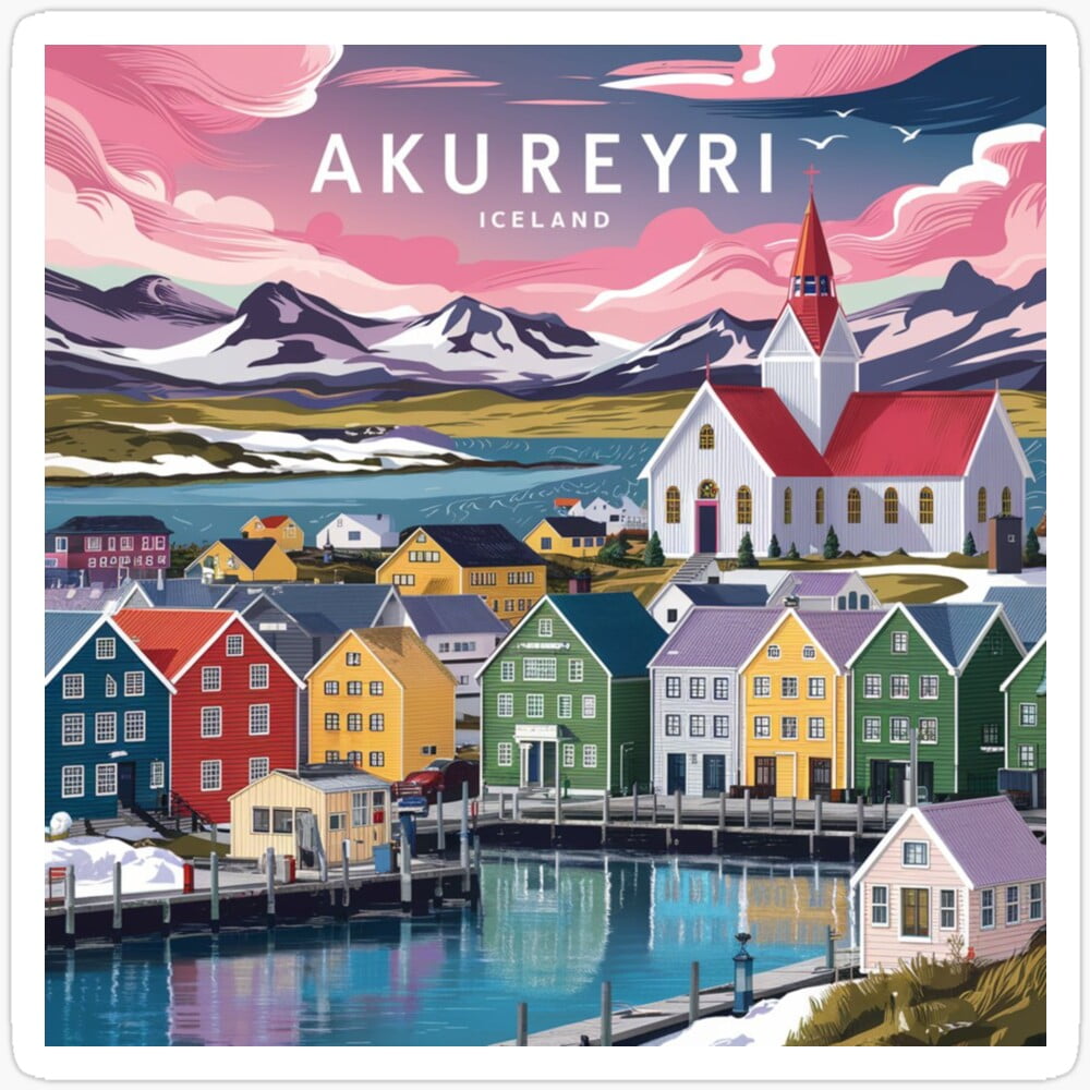Akureyri,Iceland Sticker Phone Decal Water Bottle Stickers Car Decals ...