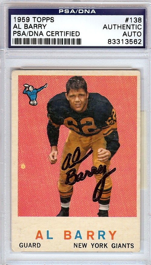 Al Barry Autographed 1959 Topps Card #138 New York Giants PSA/DNA ...