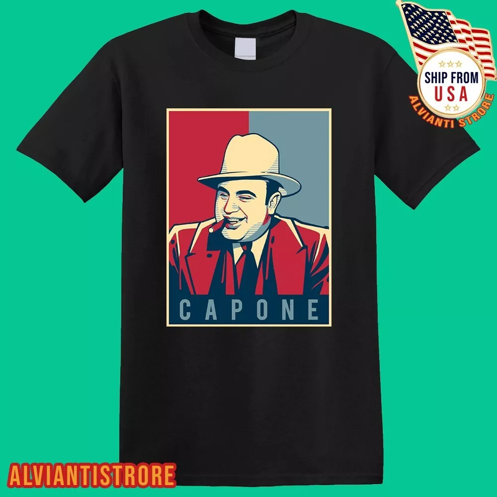 Al Capone Alcapone American Gangster Mafia Men's Black T-shirt Size S ...