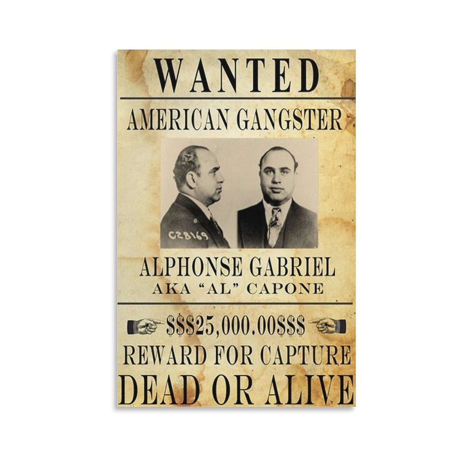 Al Capone Wanted Poster Posters Wall Art Painting Canvas Gift Living ...