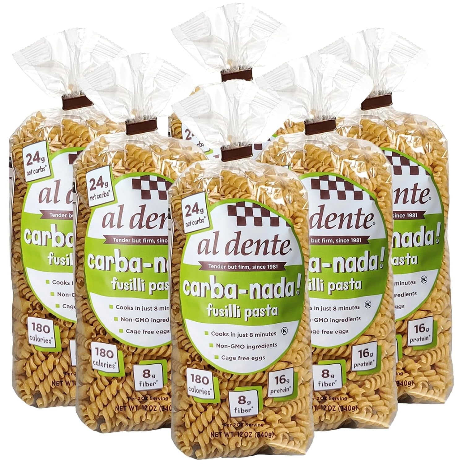 Al Dente Pasta Carba Nada Fusilli, 12 Oz (Pack of 6) - Walmart.com