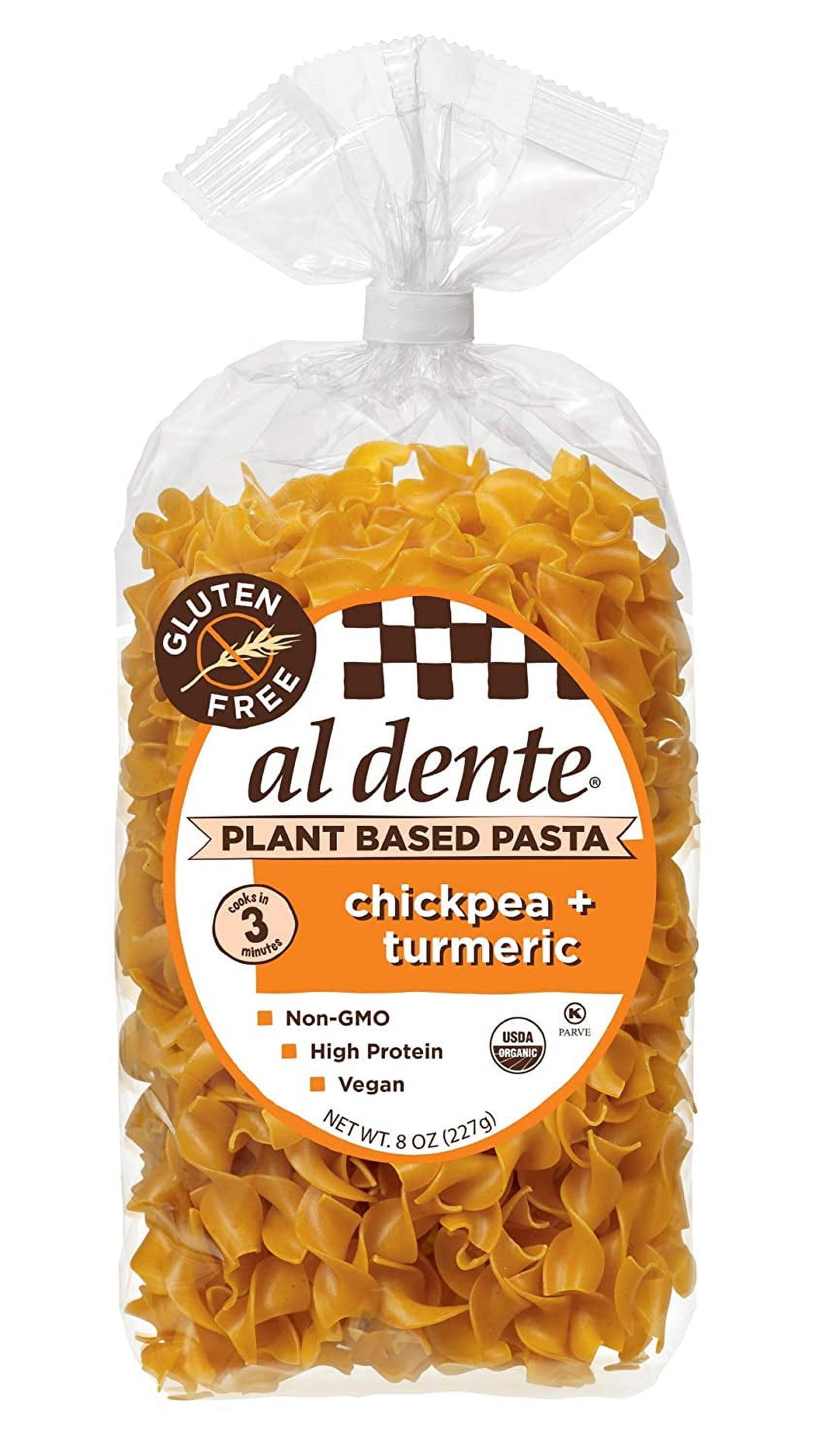 Al Dente Plant Based Pasta Chickpea & Tumeric, 3-Pack 8 oz. Bags ...