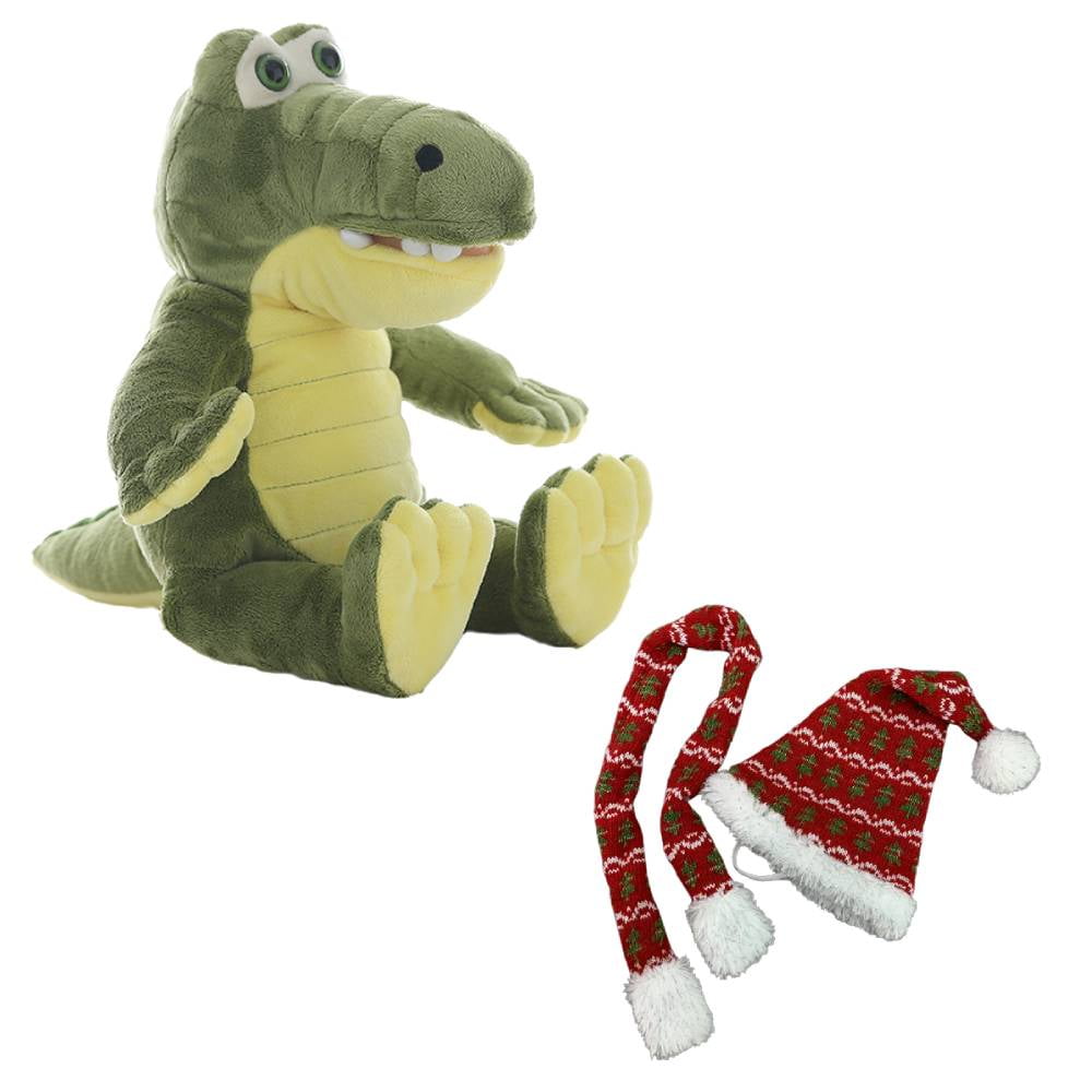 Al E Gator 16 Inch Plush with Festive Knit Hat & Scarf Combo, Holiday ...