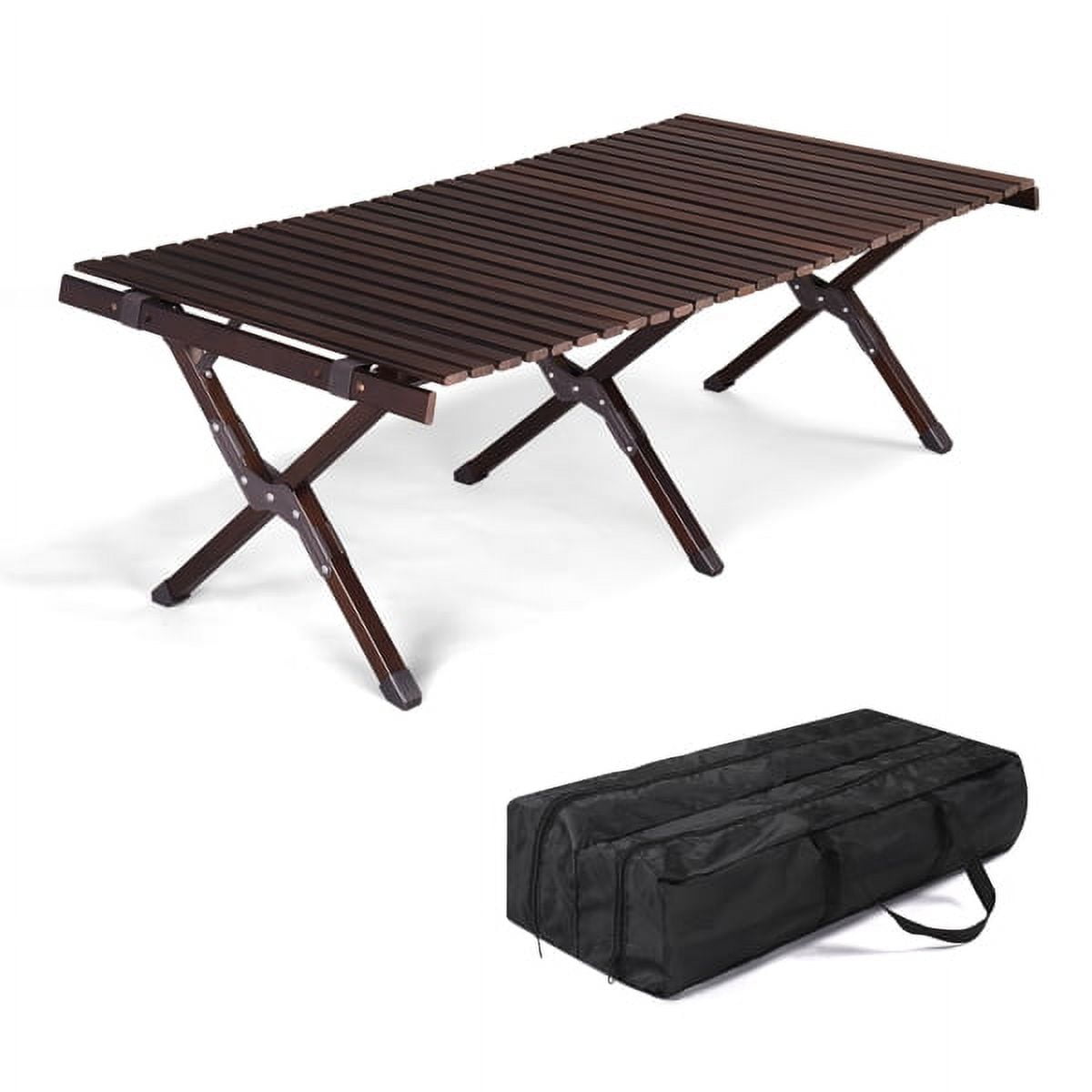 Al Fresco Folding Picnic Table, Wooden Camping Folding Table with Carry ...
