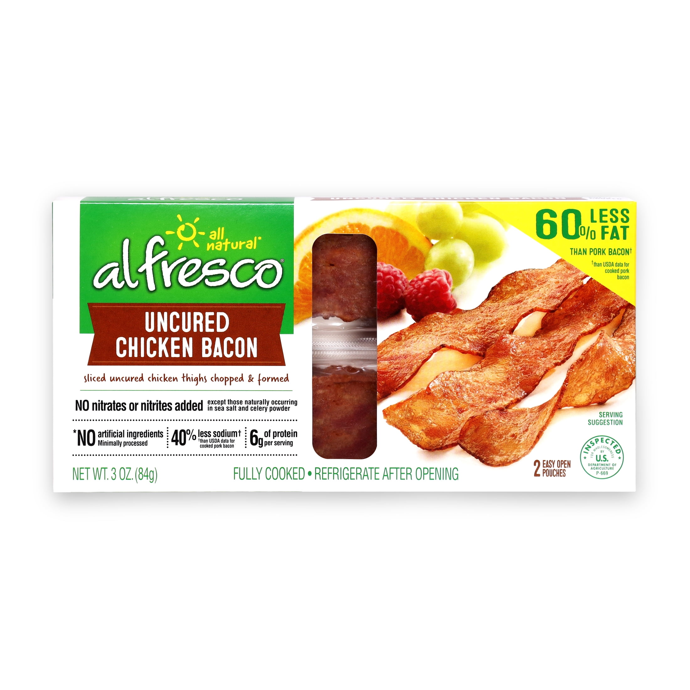 Al Fresco Original Uncured Chicken Bacon, 3 oz, Fully Cooked - Walmart.com