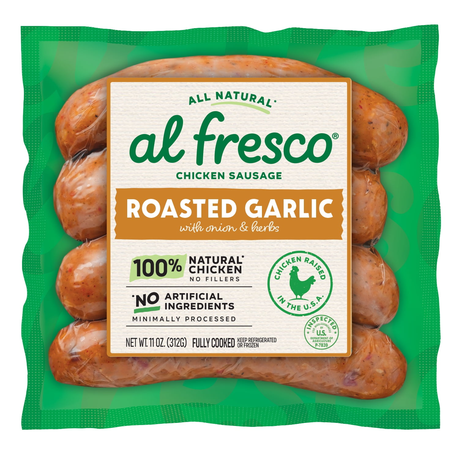 Al Fresco Roasted Garlic Chicken Sausage 11 oz, 4 Count - Walmart.com