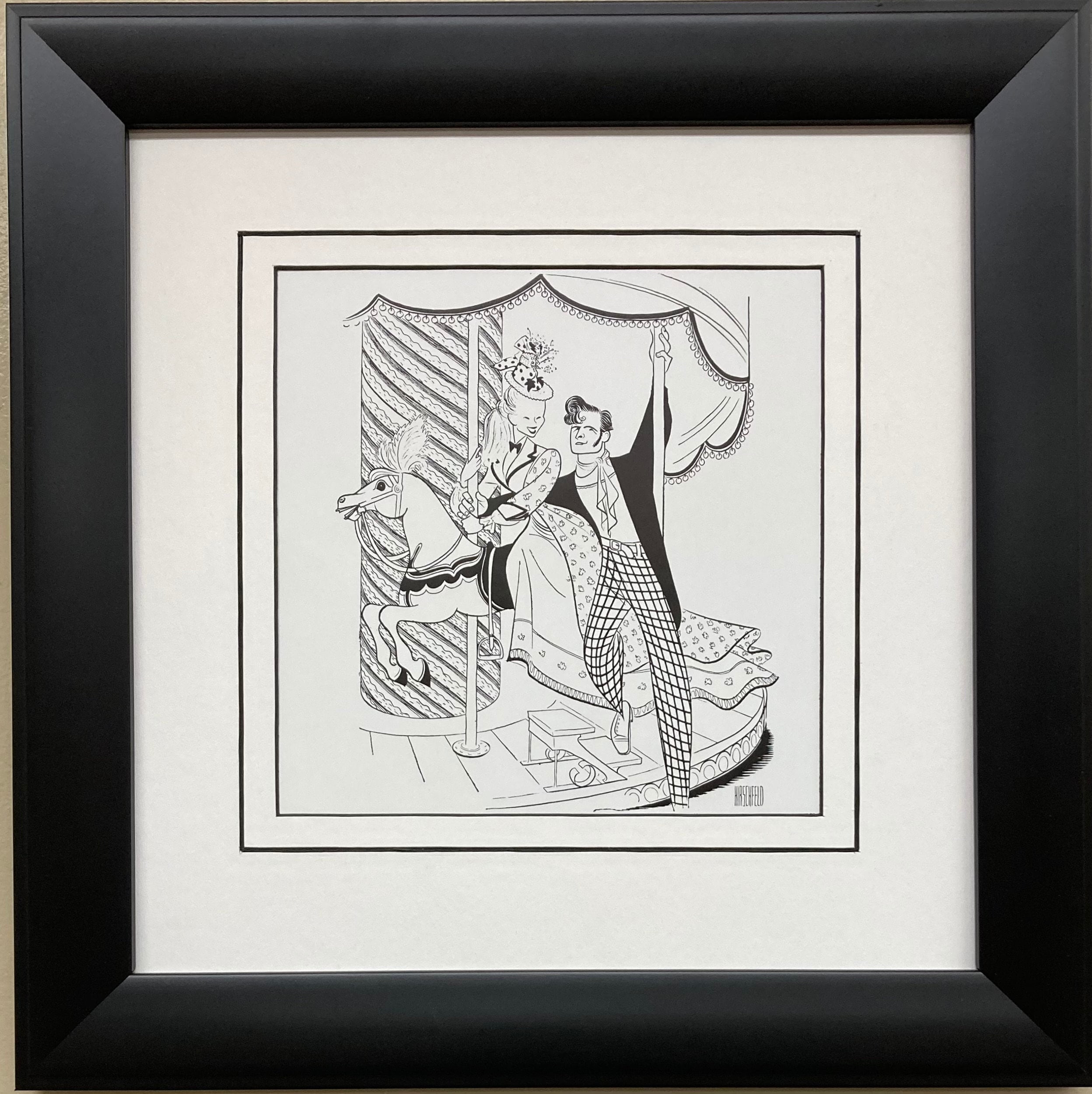 Al Hirschfeld "Carousel 1945" CUSTOM FRAMED ART Caricature Broadway ...