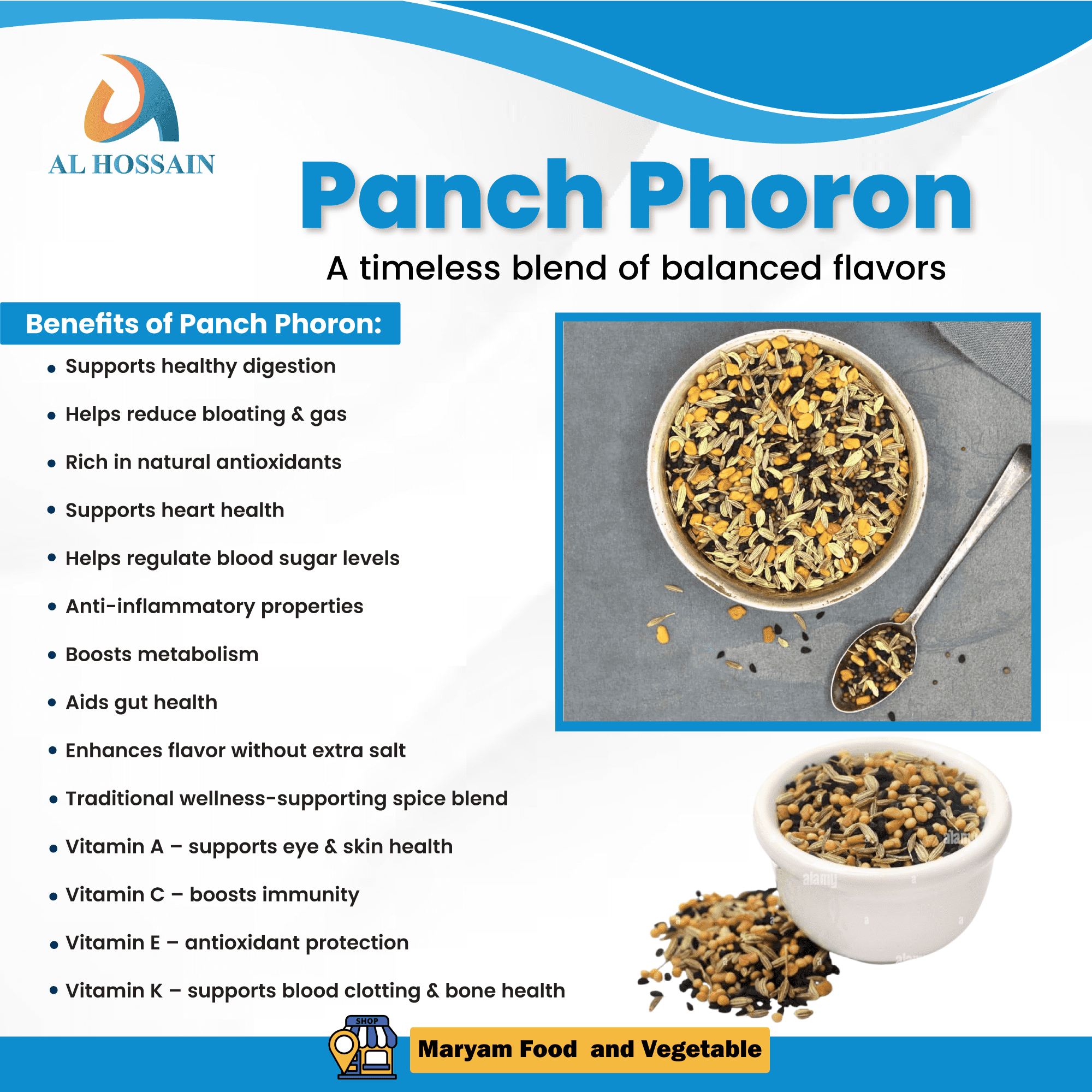 Al Hossain Panch Phoron Whole Spice Blend 8.8oz (250g) – Bengali Five ...