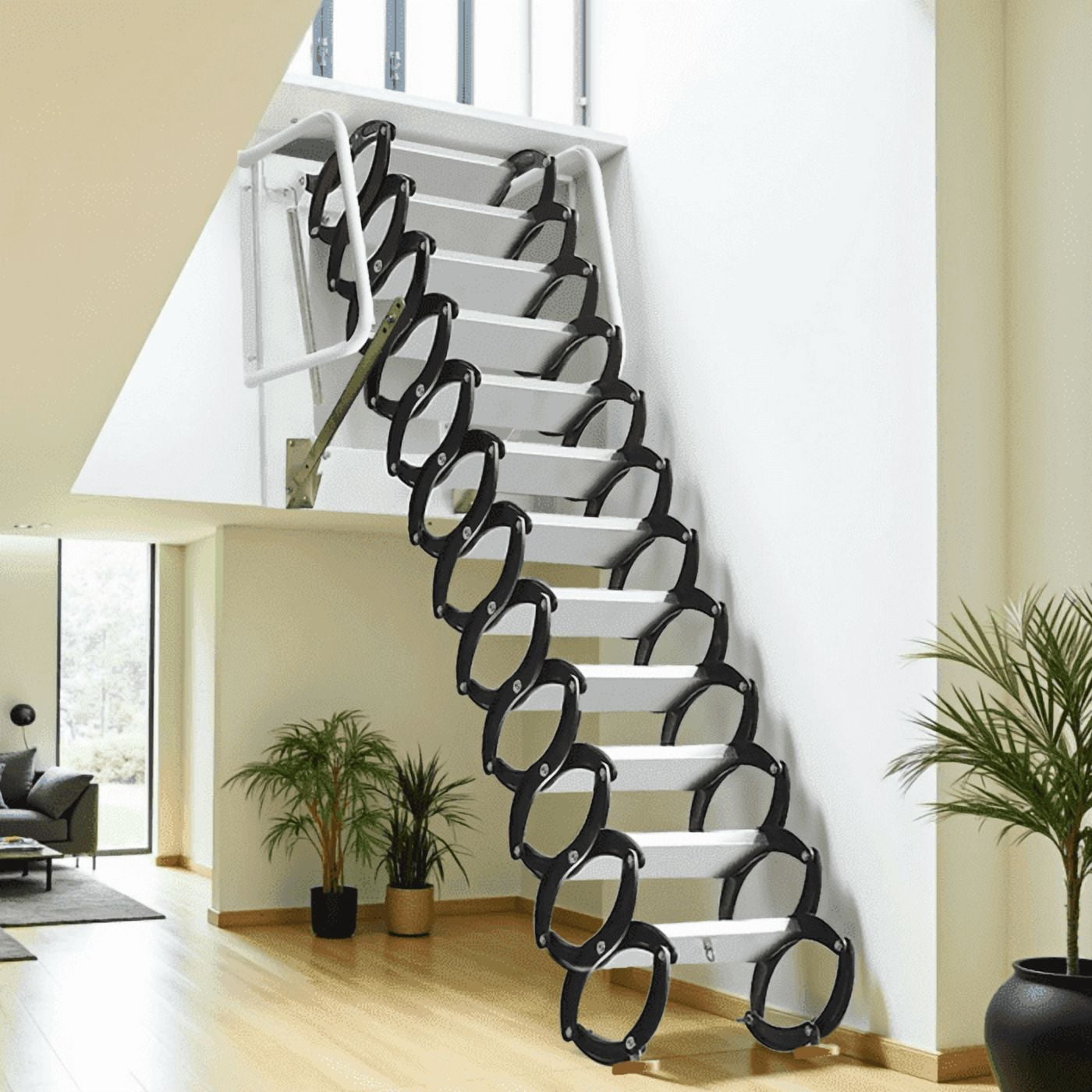 Al-Mg Alloy Loft Ladder, 880 LBS, 15.7×5.5in Pedals, Handrails Included ...