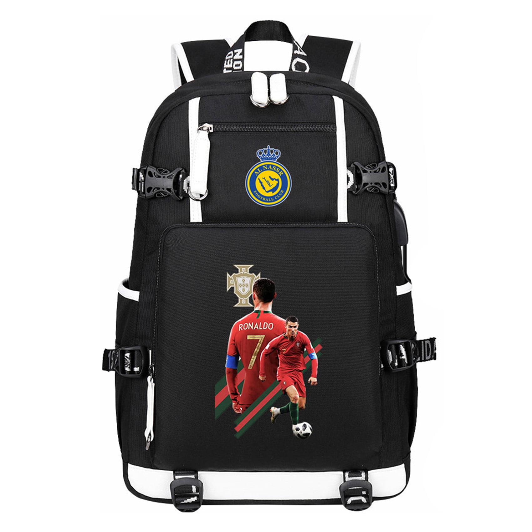 Al-Nassr FC CR7 Classic Bookbag Cristiano Ronaldo Backpack with USB ...