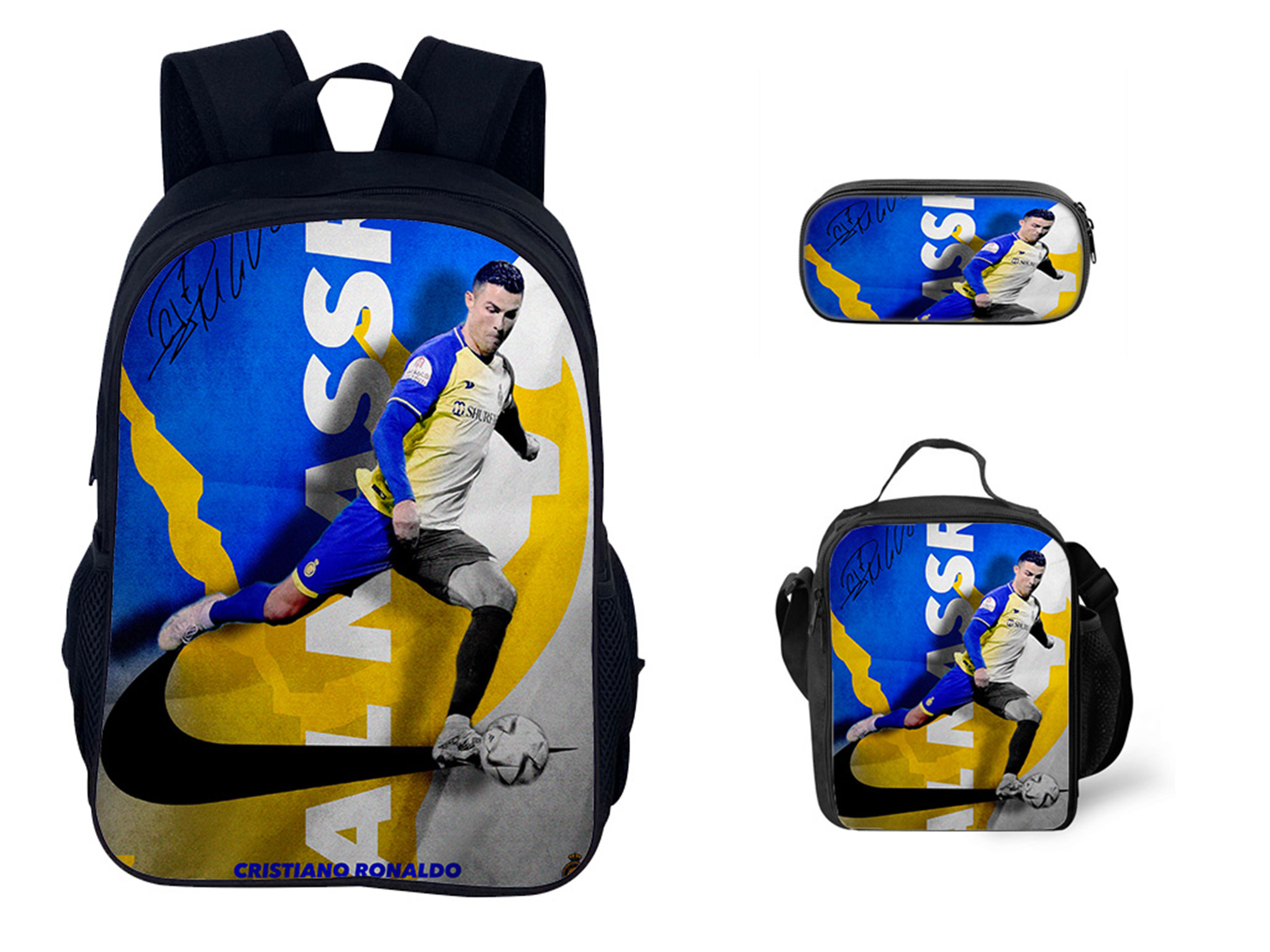 Al-Nassr FC Football Star Backpack CR7 3 in 1 Student Daypack Set ...