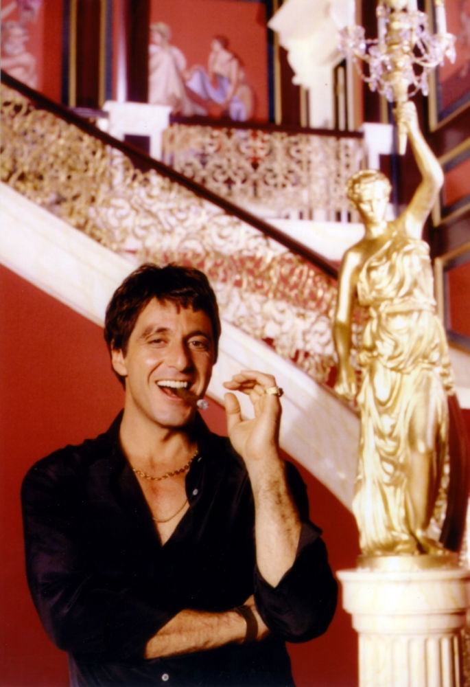 Al Pacino Scarface Poster Smiling Cigar Mansion Art Poster 24x36 Square ...