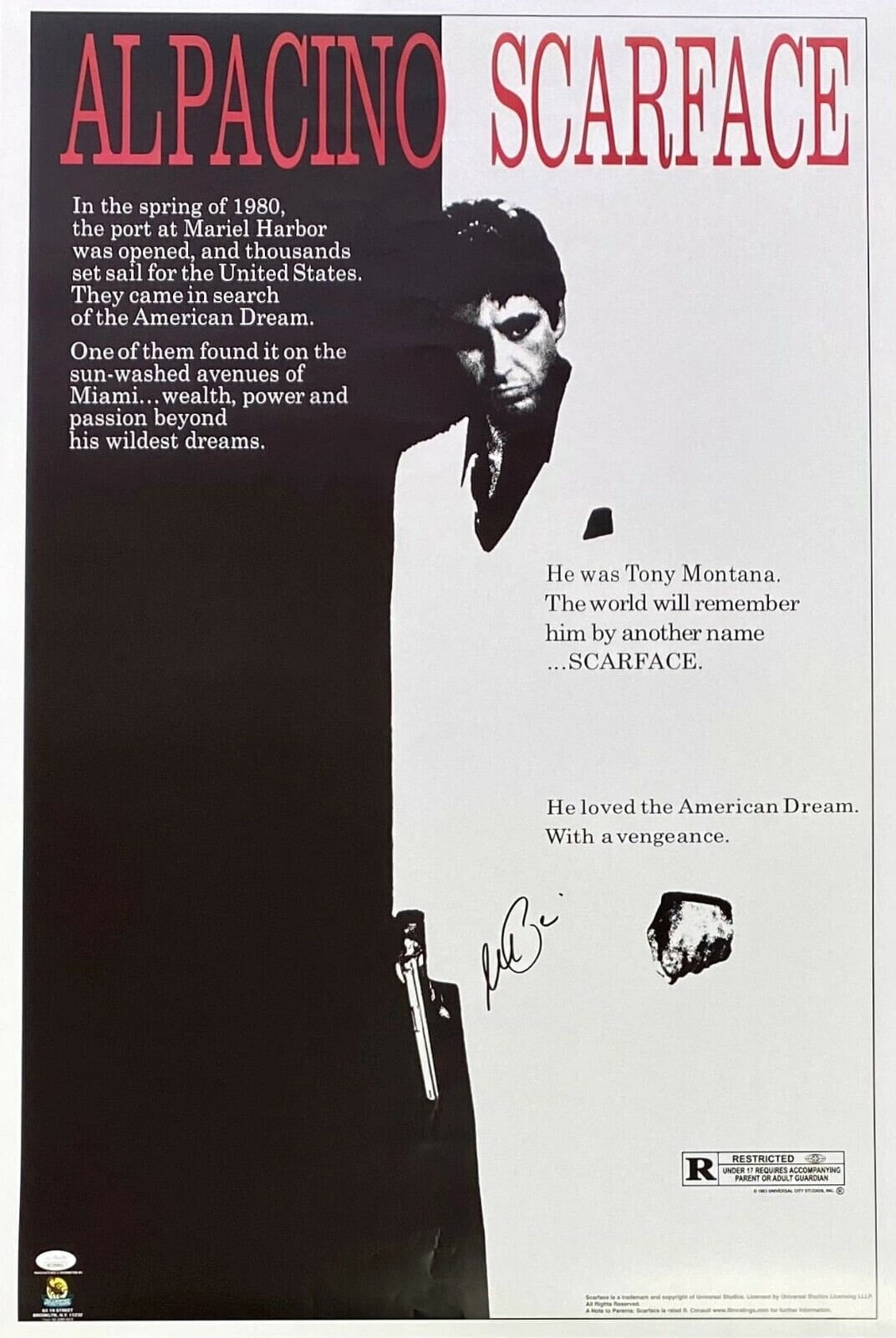 Al Pacino Tony Montana Signed Autographed Scarface Movie Poster 24x36 ...