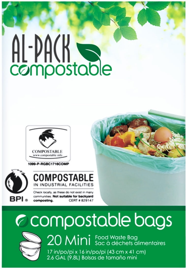 Al-Pack 2.6 Gallon Compostable Mini Food Waste Bags, 20 Pack - Walmart.com