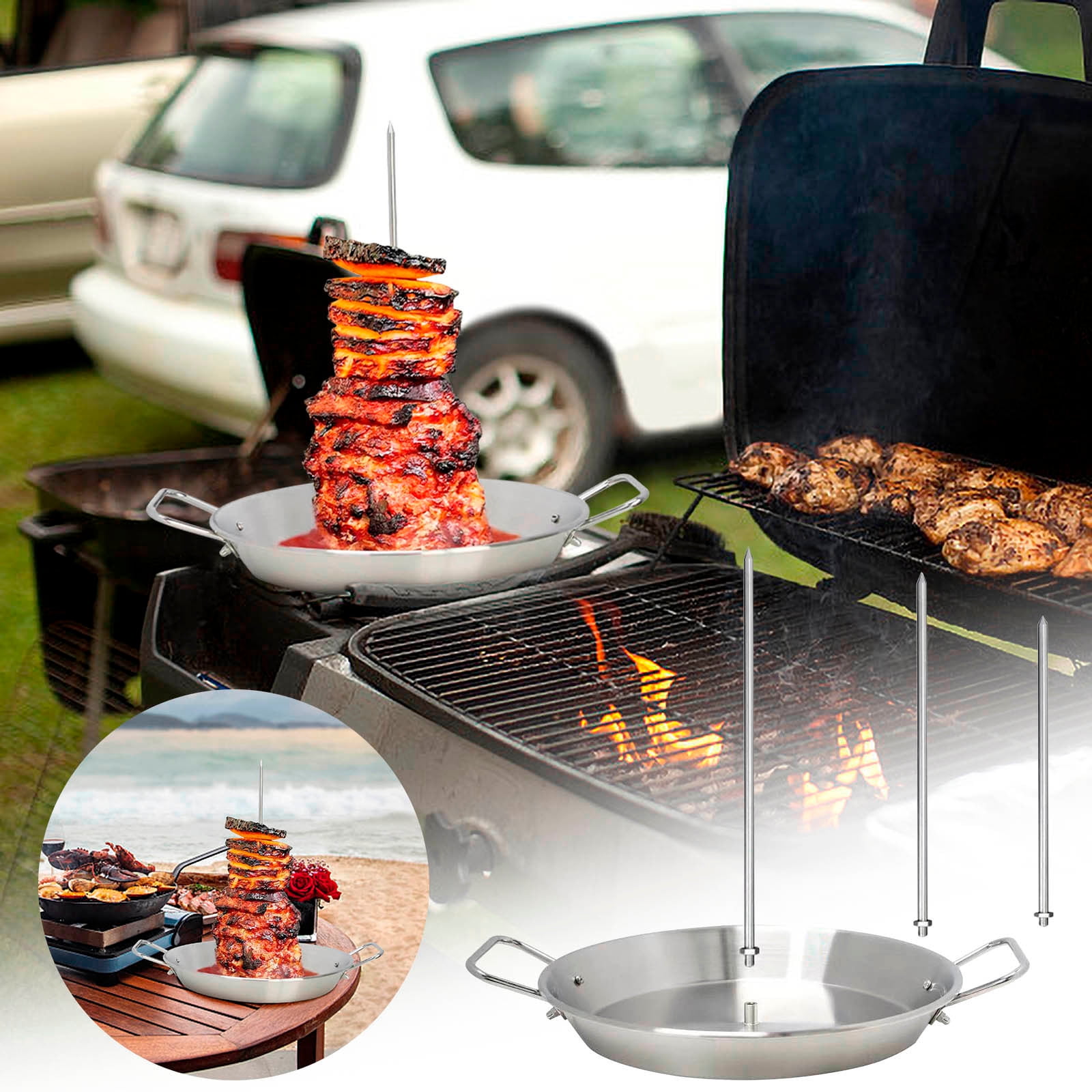 Al Pastor Skewer for Grill,Vertical Shawarma Skewer,Stainless Steel BBQ ...