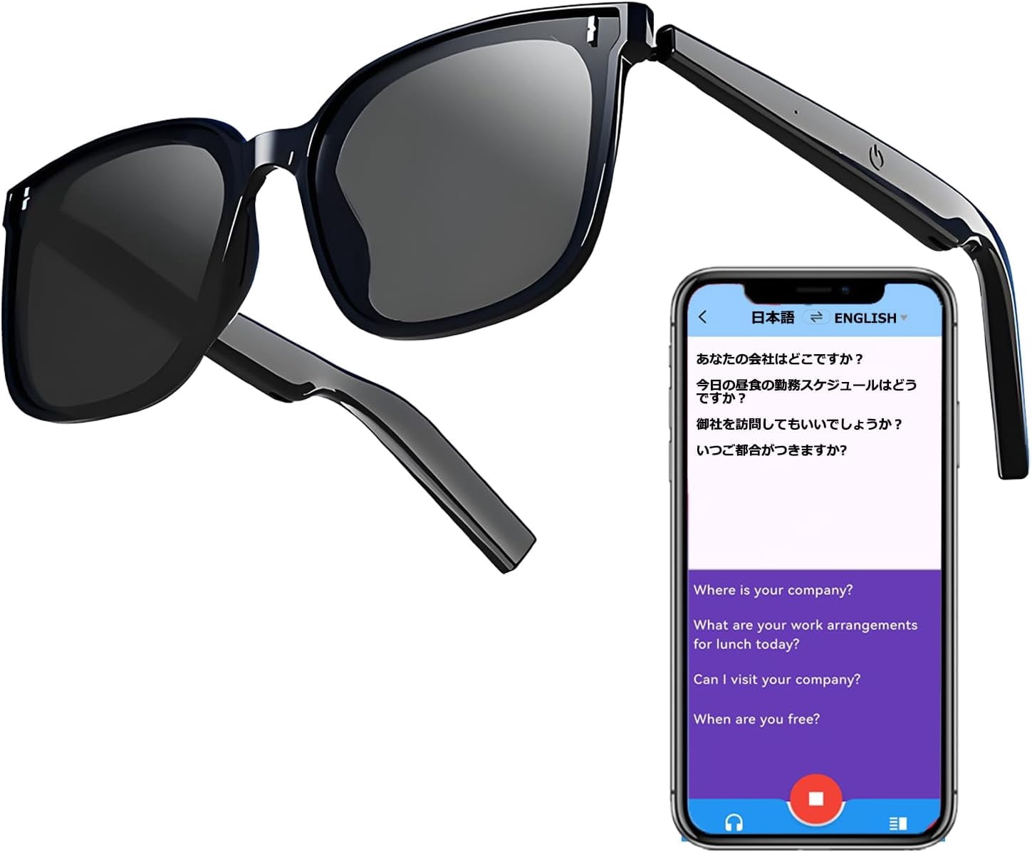 Al-Powered Bluetooth Smart Glasses - 110+ Language Translation, Voice ...