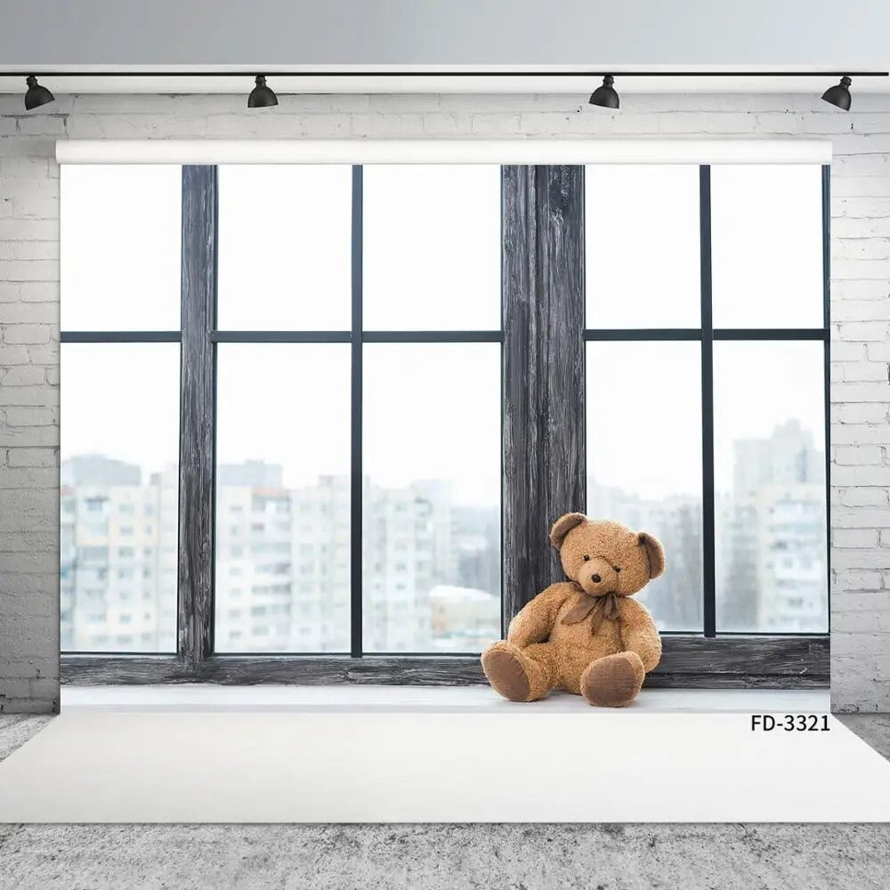Al Toy Bear Window Photography Background r Baby Shower Children ...