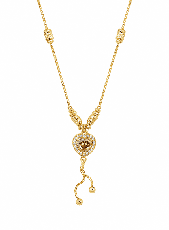 AlKhalil - Elegant Gold Heart Pendant Necklace with Sparkling Crystal ...