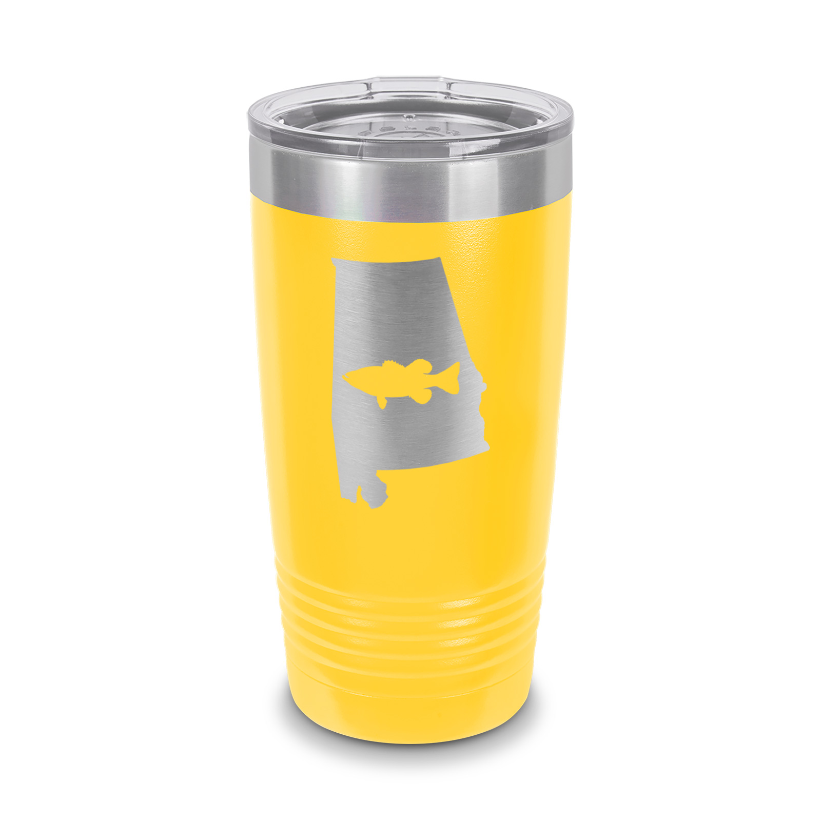 Alabama Bass Tumbler 20 oz - Laser Engraved w/ Clear Lid - Stainless Steel - Vacuum Insulated ...