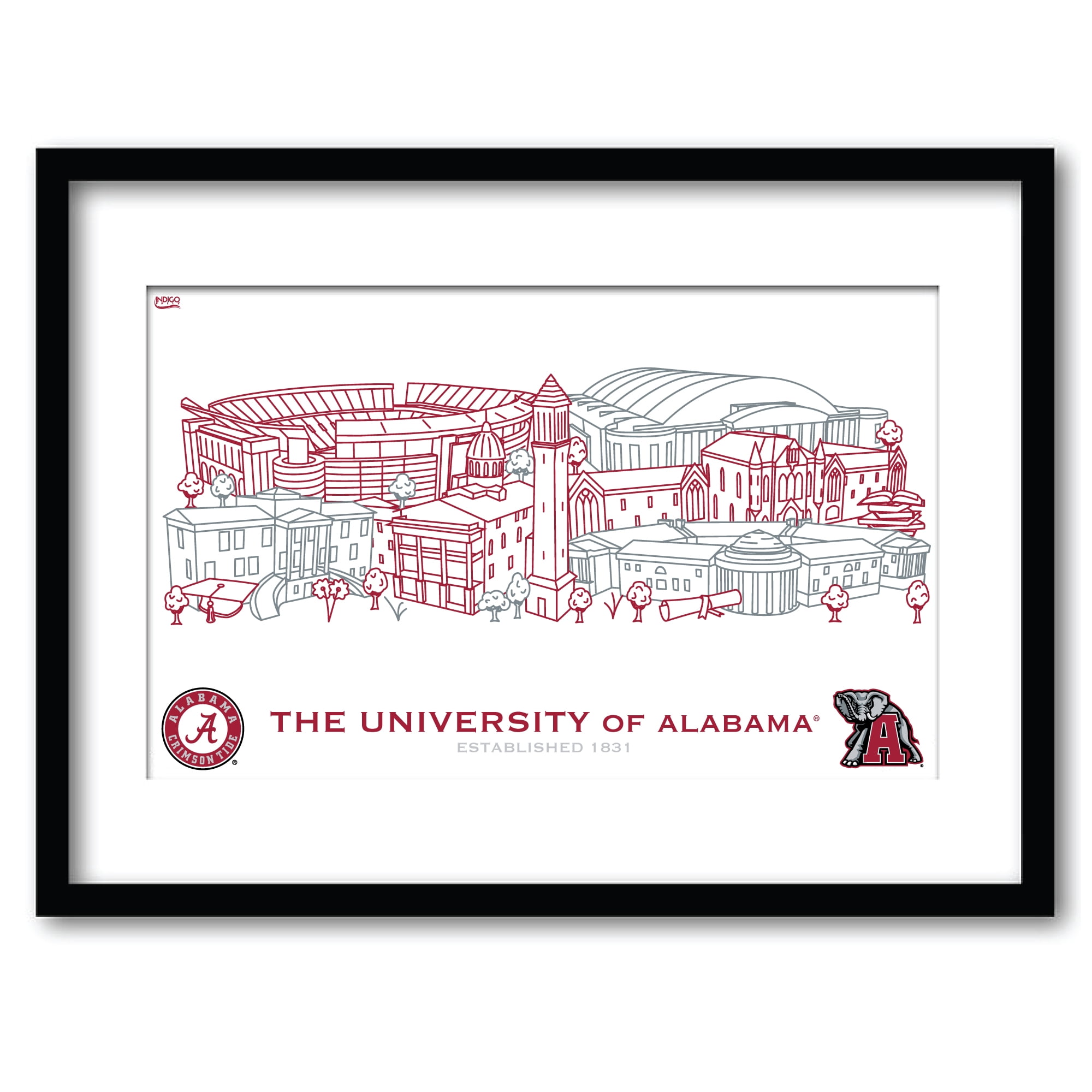 Alabama Crimson Tide 11" x 14" Framed Campus Wall Art Collage - Walmart.com