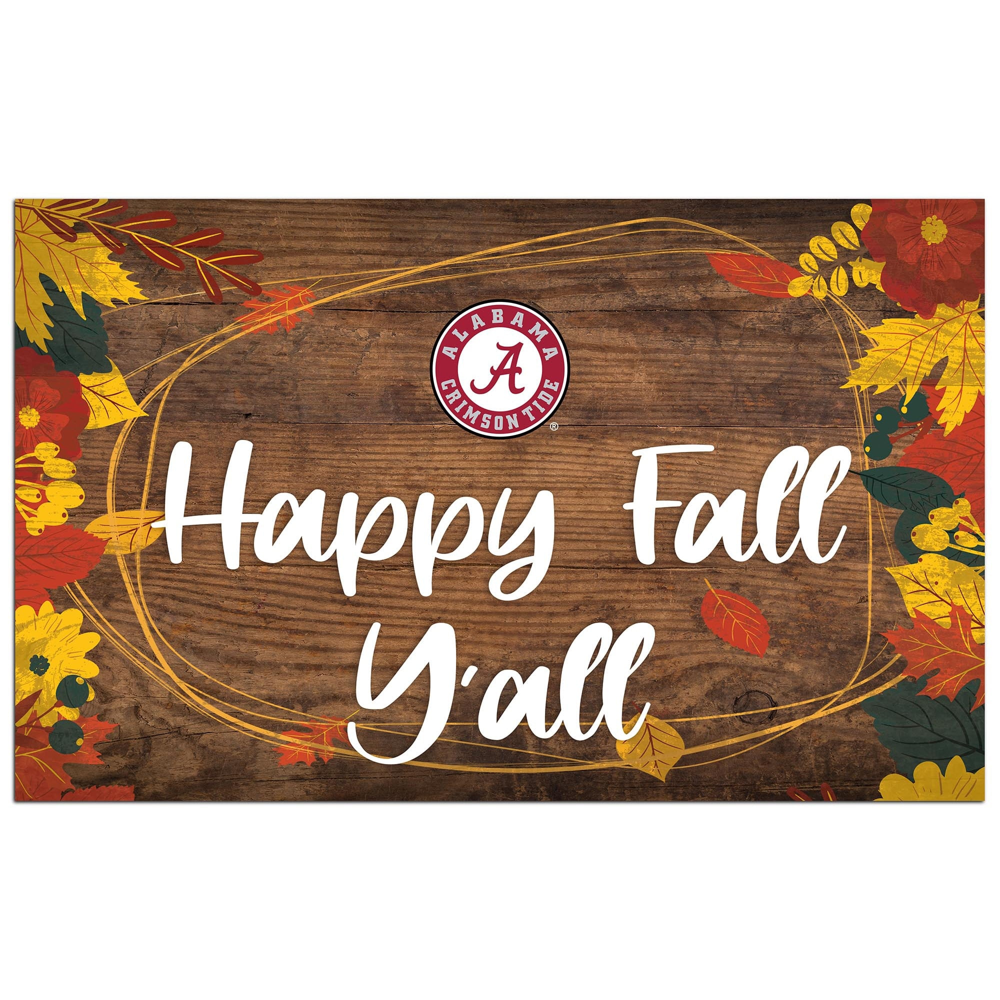 Alabama Crimson Tide 11'' x 19'' Happy Fall Y'all Sign - Walmart.com