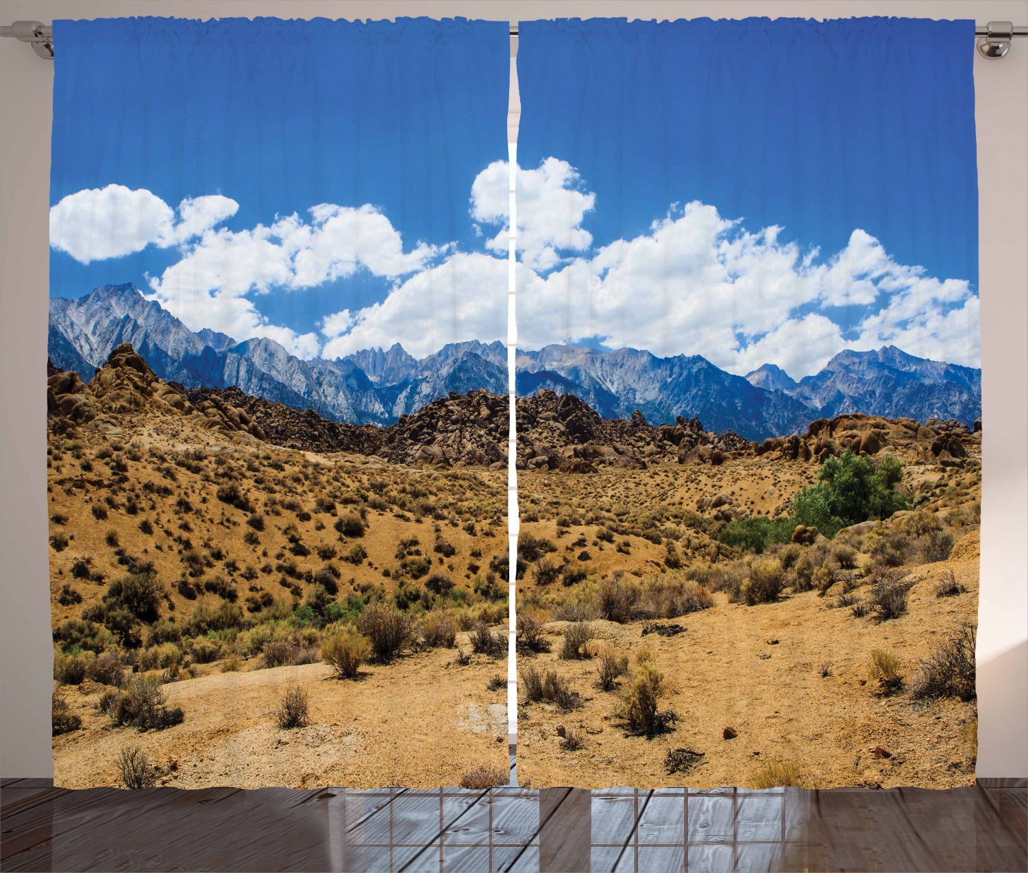 Ambesonne Alabama Curtains 2 Panel Set, Barren Lands Landscape, 108" x ...