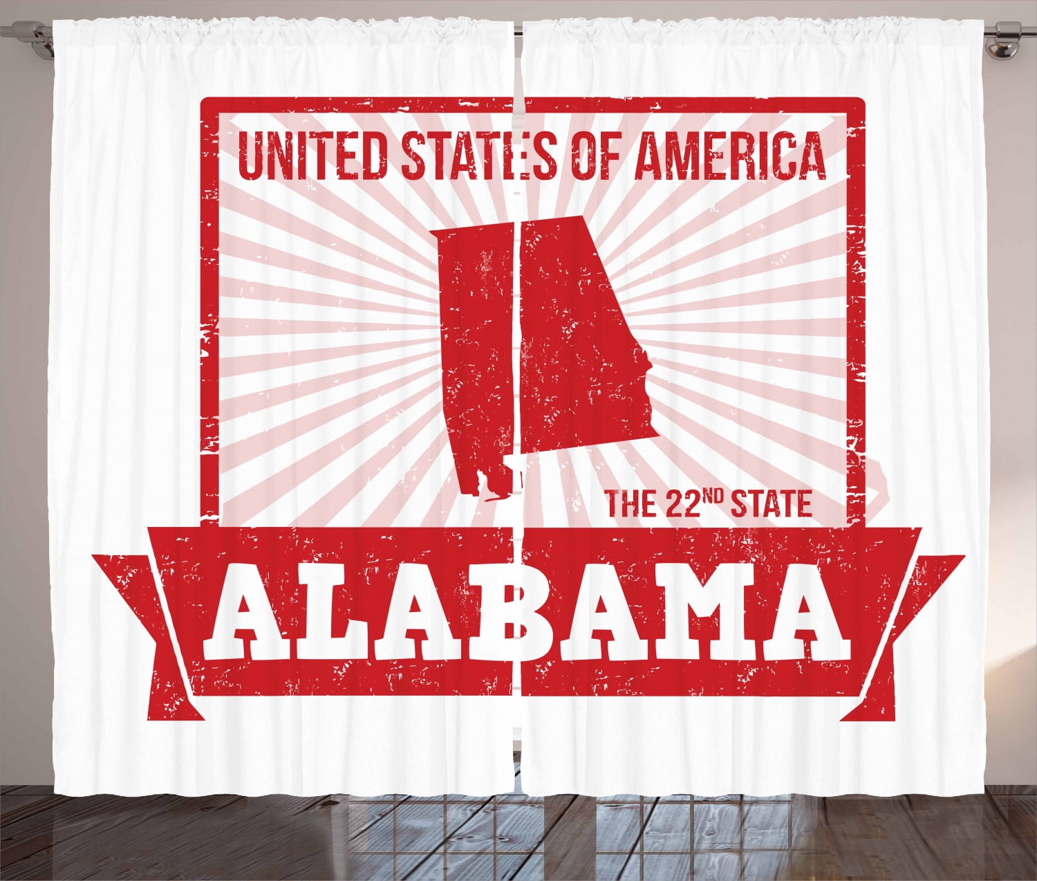 Ambesonne Alabama Curtains 2 Panel Set, Grungy Theme State Map, 108" x ...