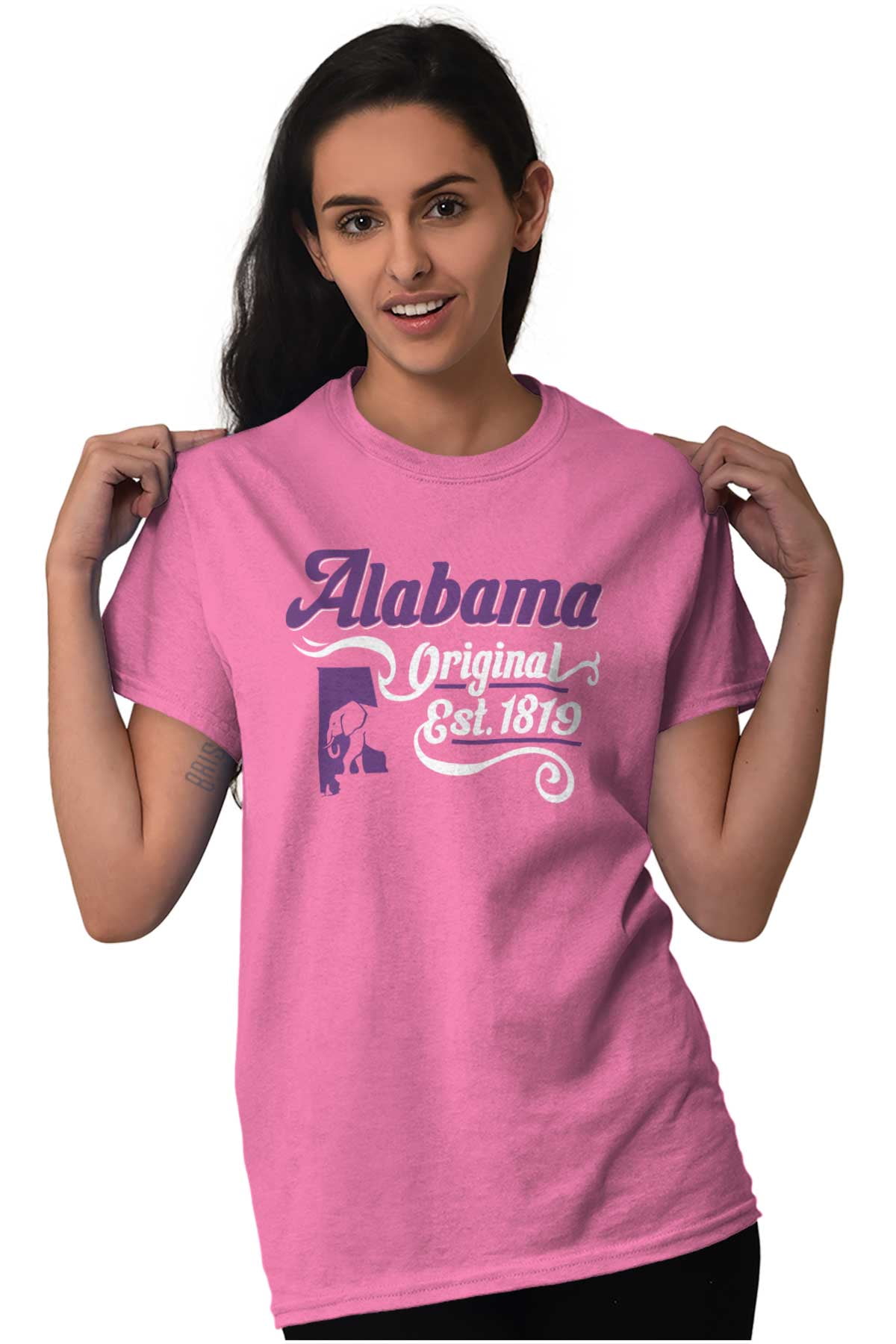 Alabama Cute Elephant State Shape AL Women's Graphic T Shirt Tees ...