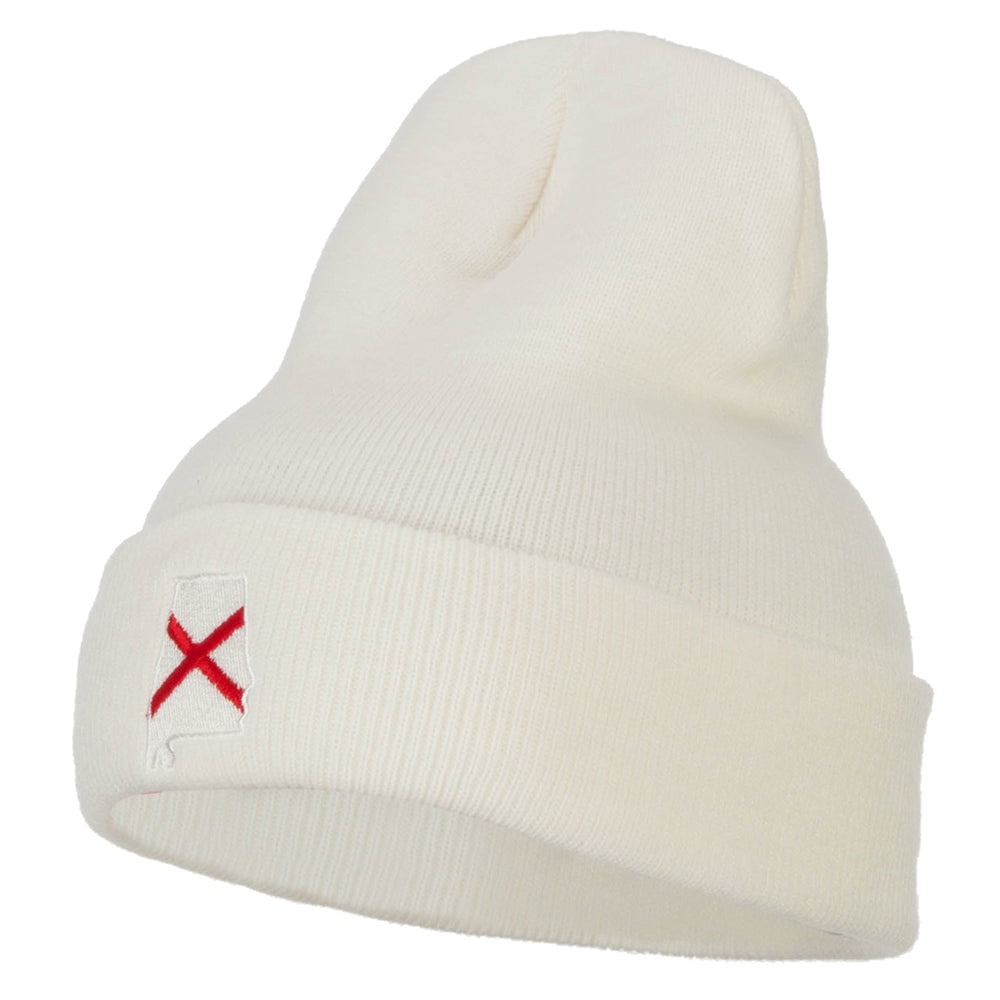 Alabama Flag Map Embroidered Long Beanie - White OSFM - Walmart.com