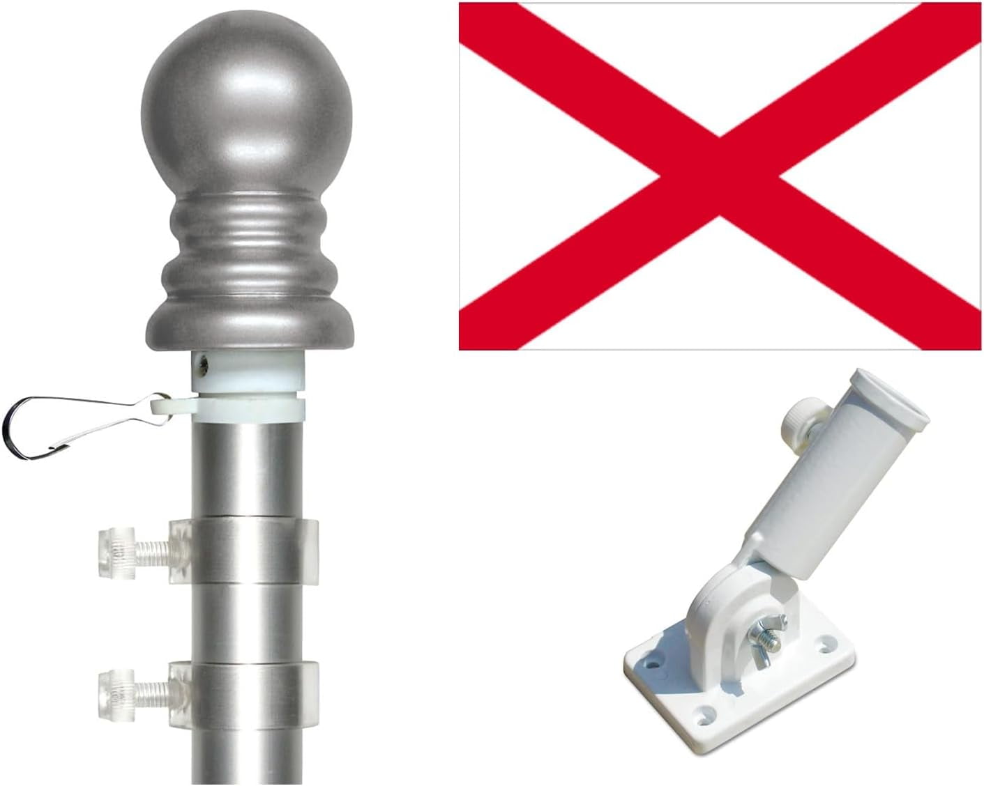 Alabama Flag and Tangle Free Spinner Flagpole Set, Choose From all 50 ...