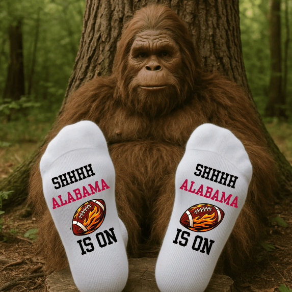 Alabama, Football Fan Socks – “SHHHH, The Game Is On” (Team Color ...
