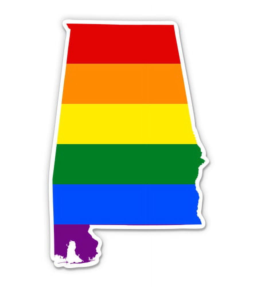 Alabama Gay Flag State Shape Rainbow Pride LGBT - 5" Vinyl Sticker ...