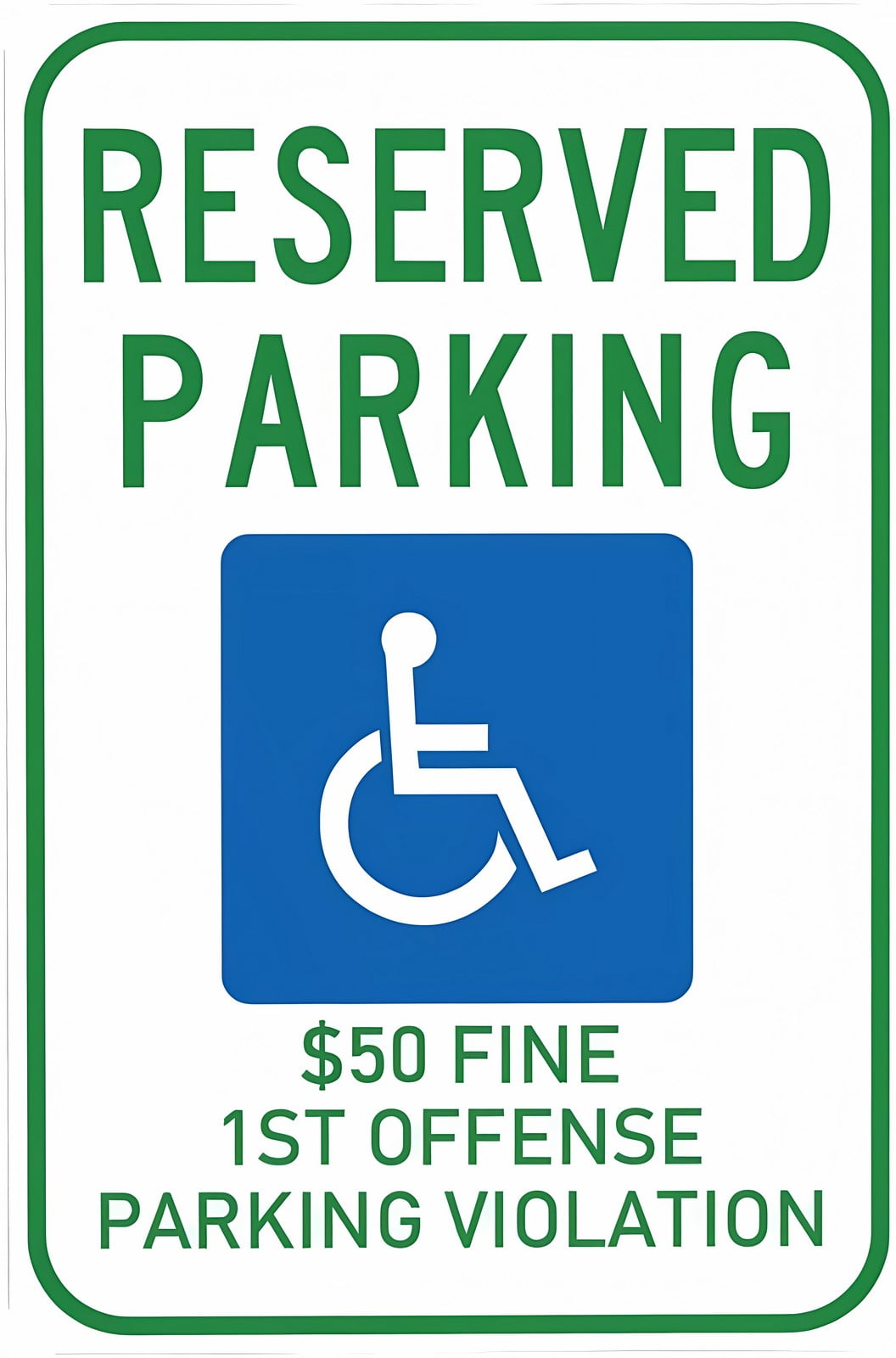 Alabama Handicap Parking Sign 12 x 8 Inches - Reserved Parking $50 Fine ...