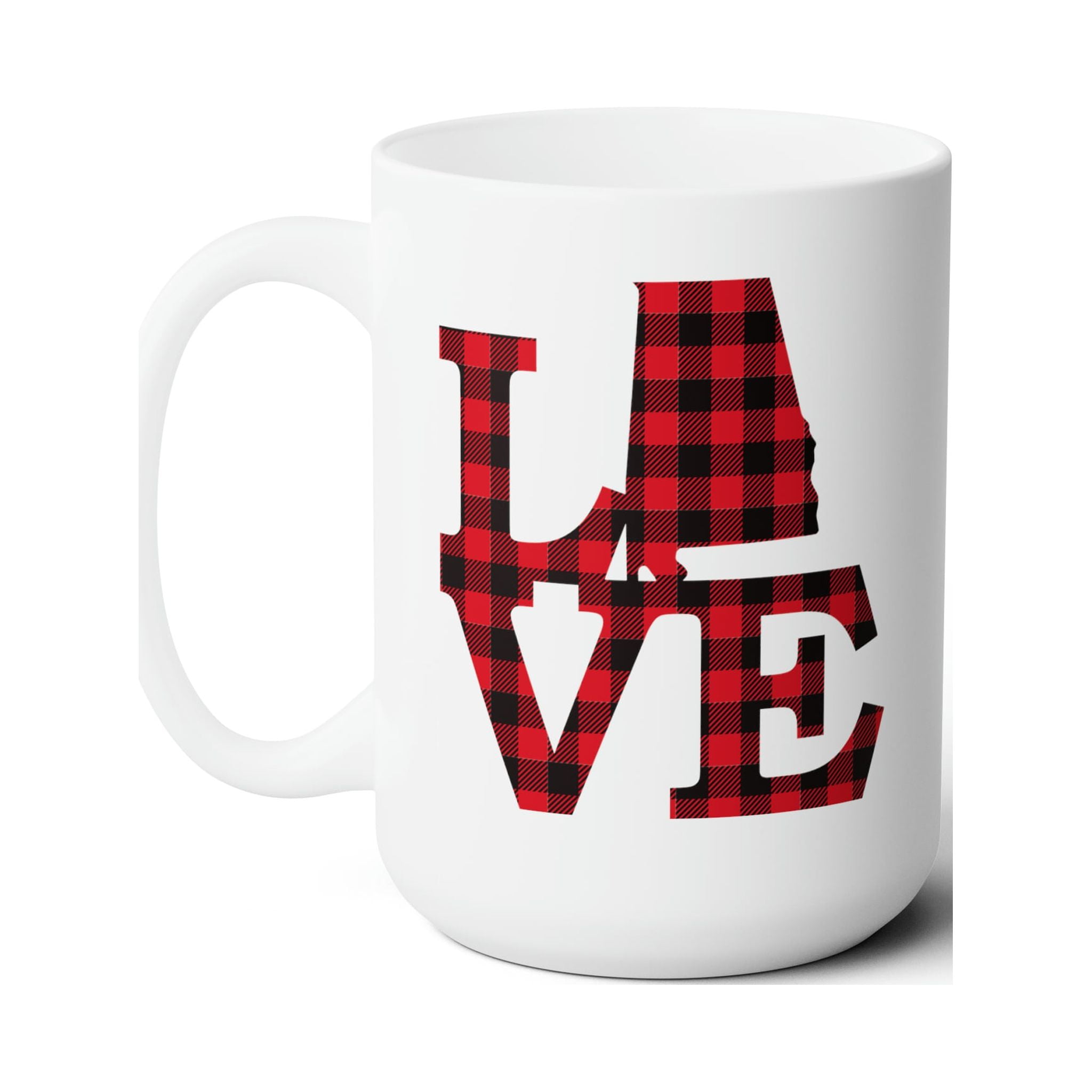Alabama LOVE State Outline Plaid Ceramic Mug 15oz, Fall/Winter Coffee ...