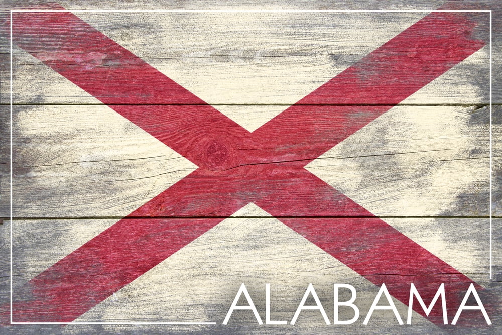 Alabama, Rustic State Flag (24x36 Giclee Gallery Art Print, Vivid ...