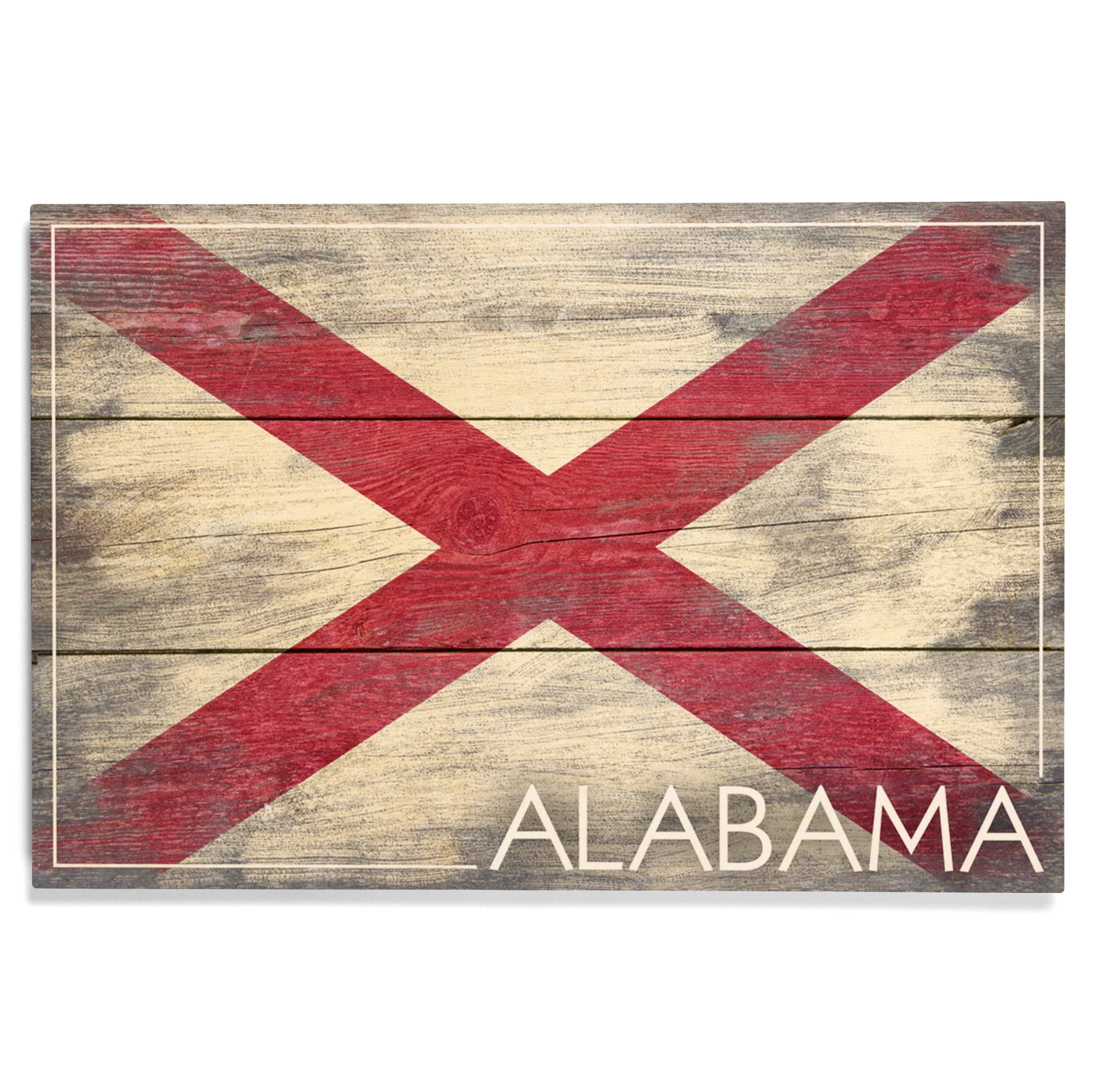Alabama, Rustic State Flag Birch Wood Wall Sign (12x18 Rustic Home ...