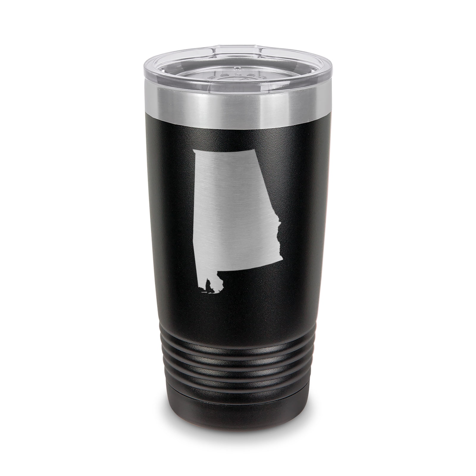 Alabama Shaped Tumbler 20 oz - Laser Engraved w/ Clear Lid - Stainless ...