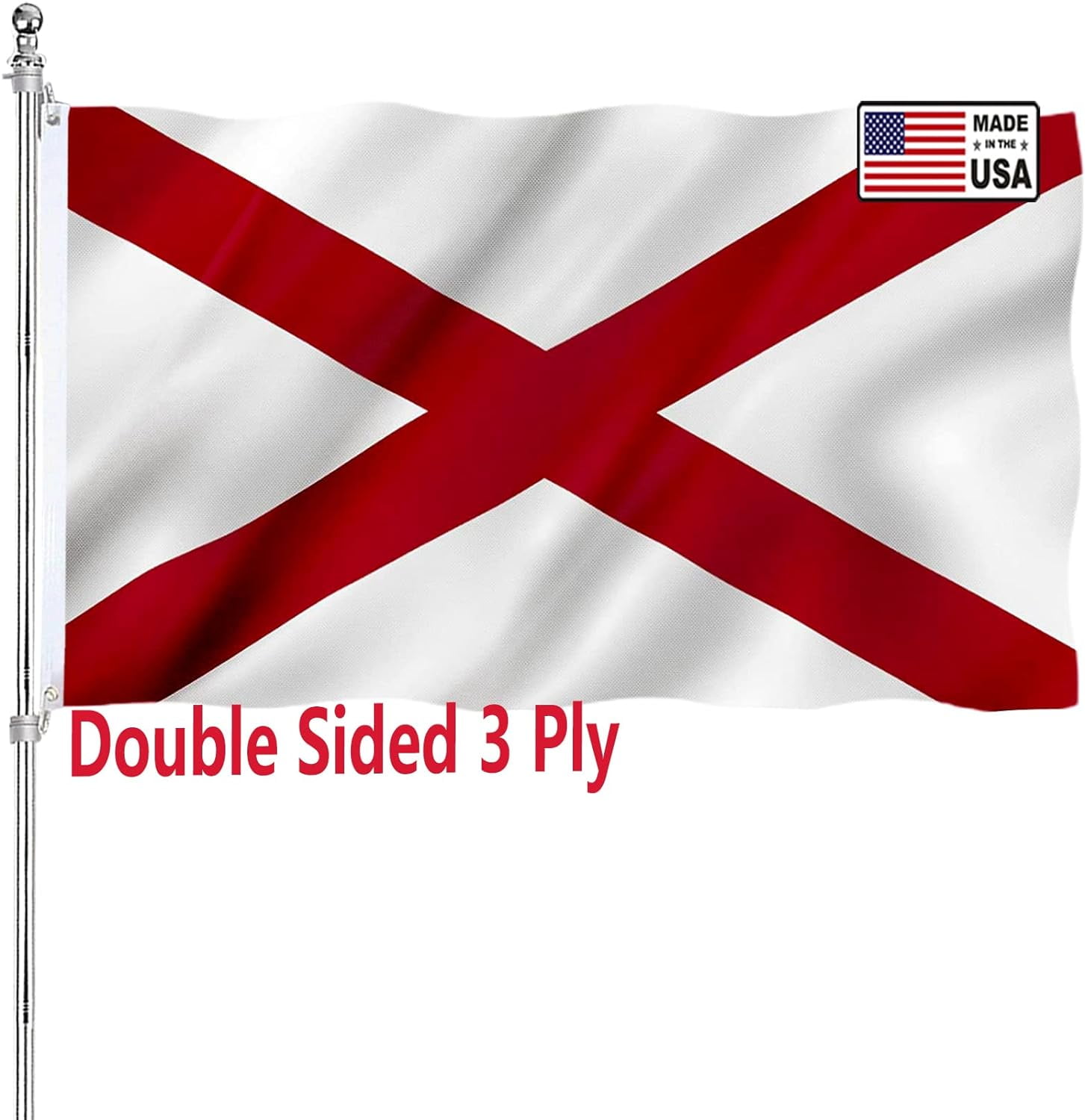 Alabama State Flag 3x5 Double Sided Outdoor Heavy Duty Vivid Colors 3 ...